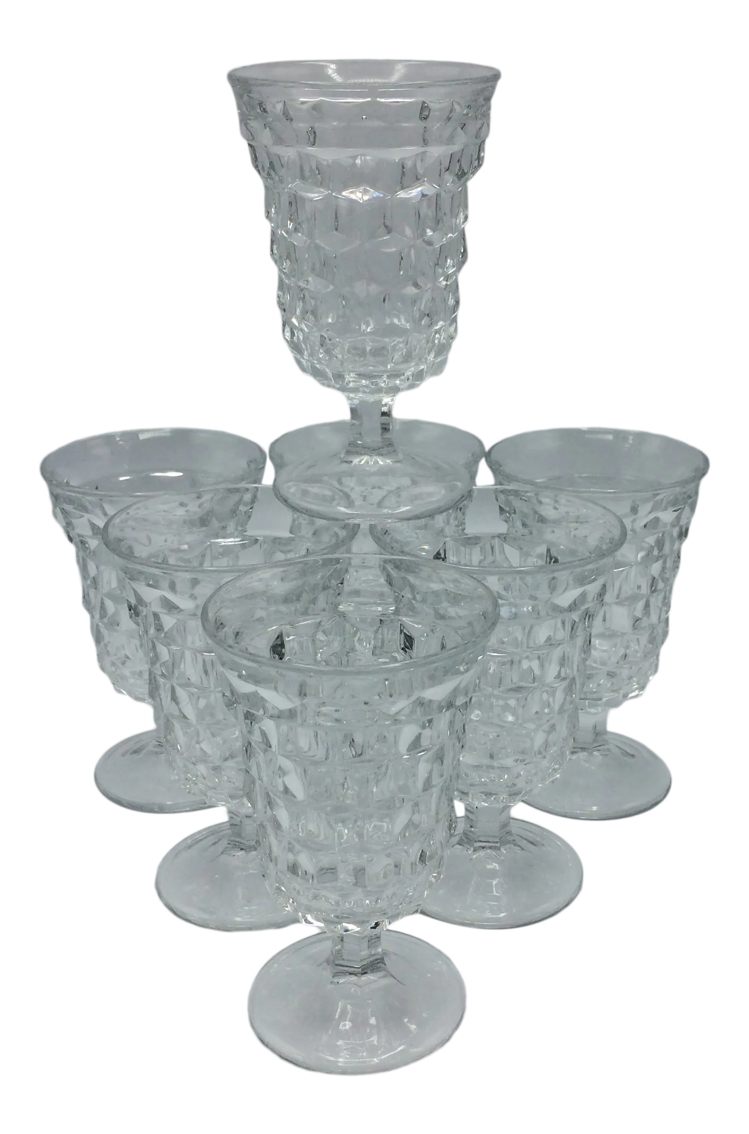 Vintage American Clear Fostoria Low Water Goblet - Set of 7 | Chairish