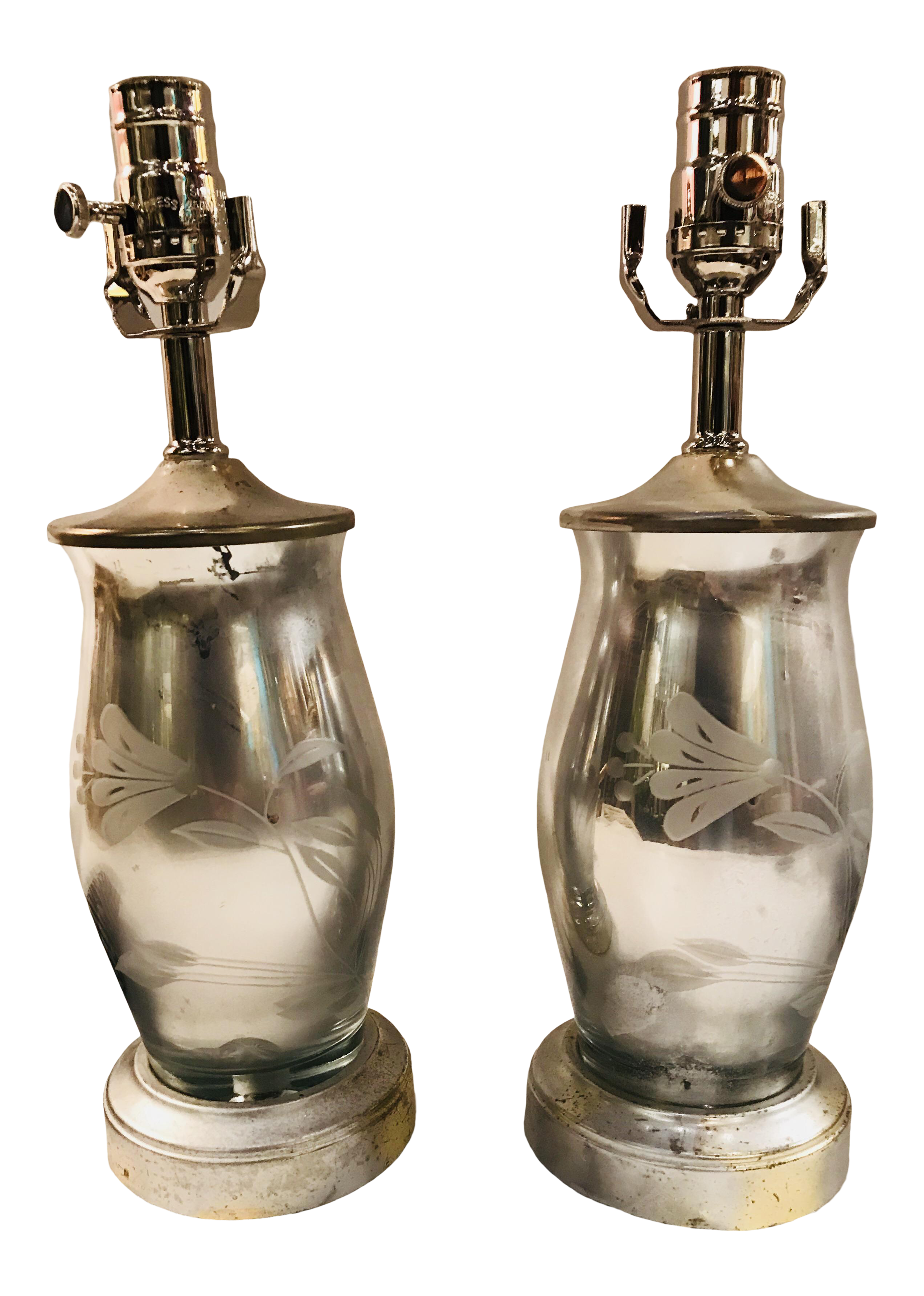 Vintage Mercury Glass Lamps - a Pair | Chairish