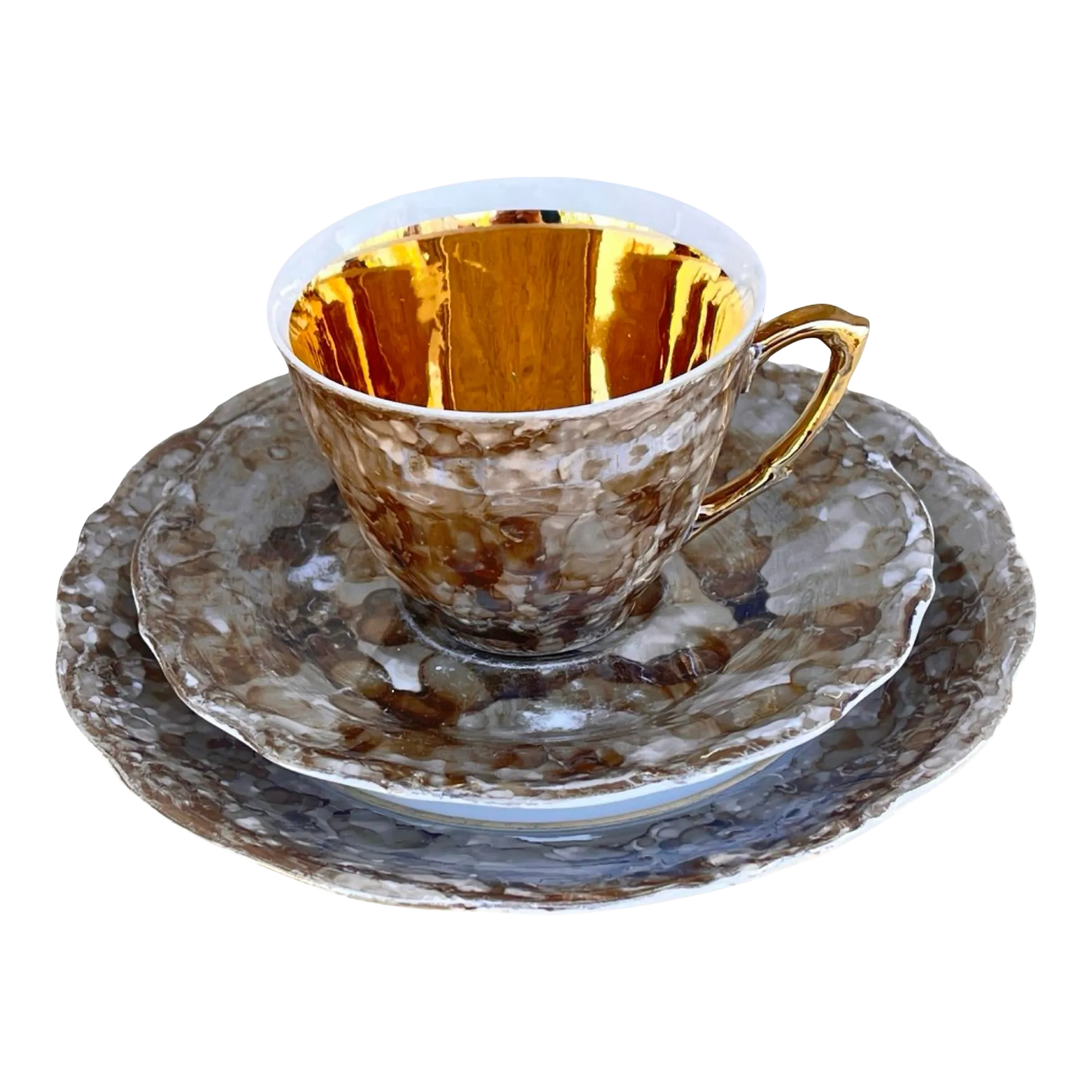 Marble Painting, Breakfast Set, Wawel, Poland, 1970s. | Chairish