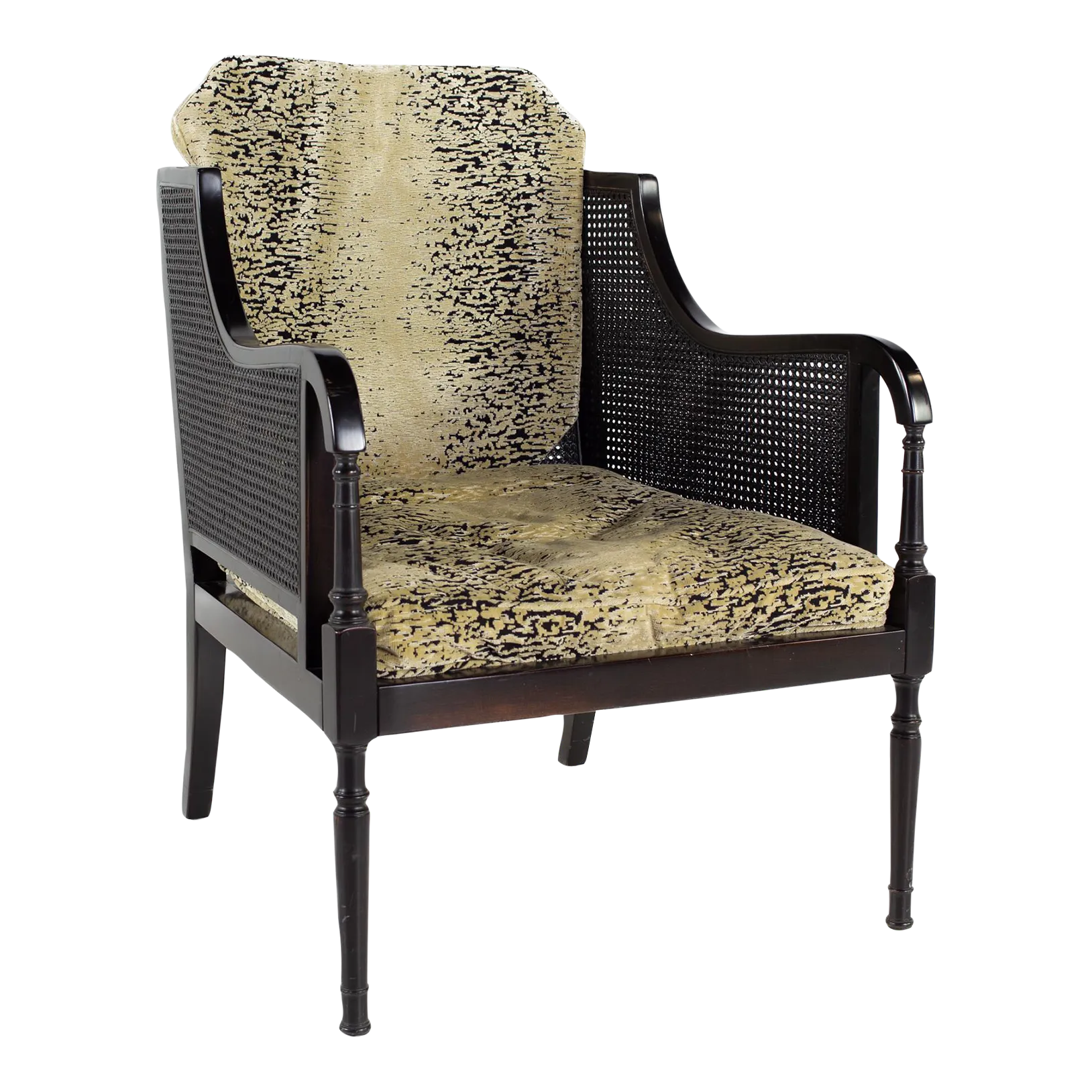 Swaim Mid Century Ebonized Cane Lounge Chair | Chairish