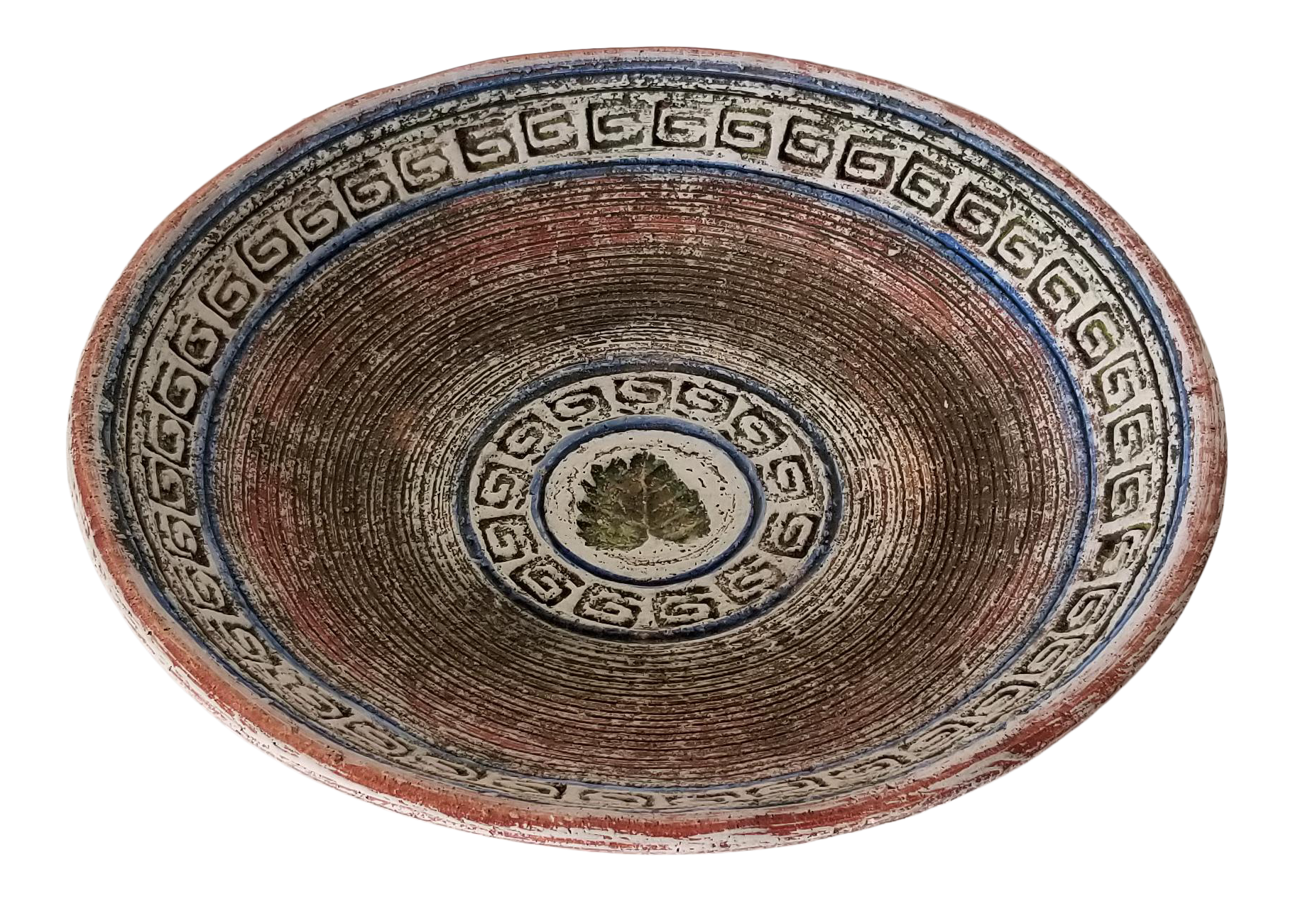 Vintage Ancient Greek Geometric Pattern Decorative Pottery Bowl | Chairish