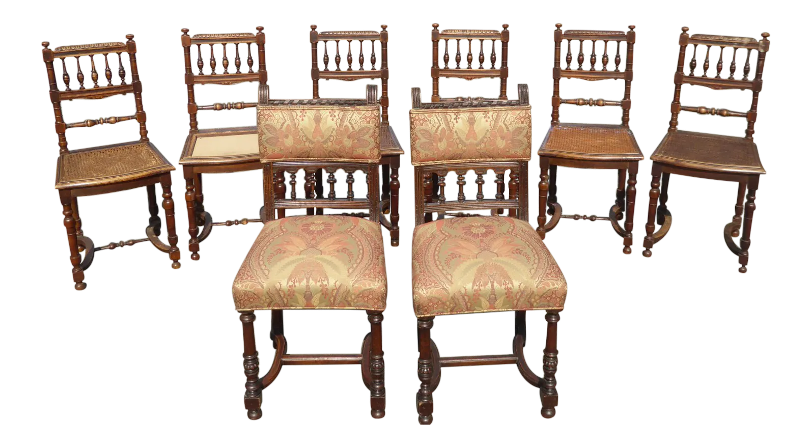 Vintage Ornate Spanish Style Dining Room Chairs W Cane Seats - Set of 8 ...