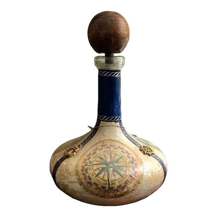 Vintage Italian Leather Over Glass Nautical Boat Theme Bar Decanter ...