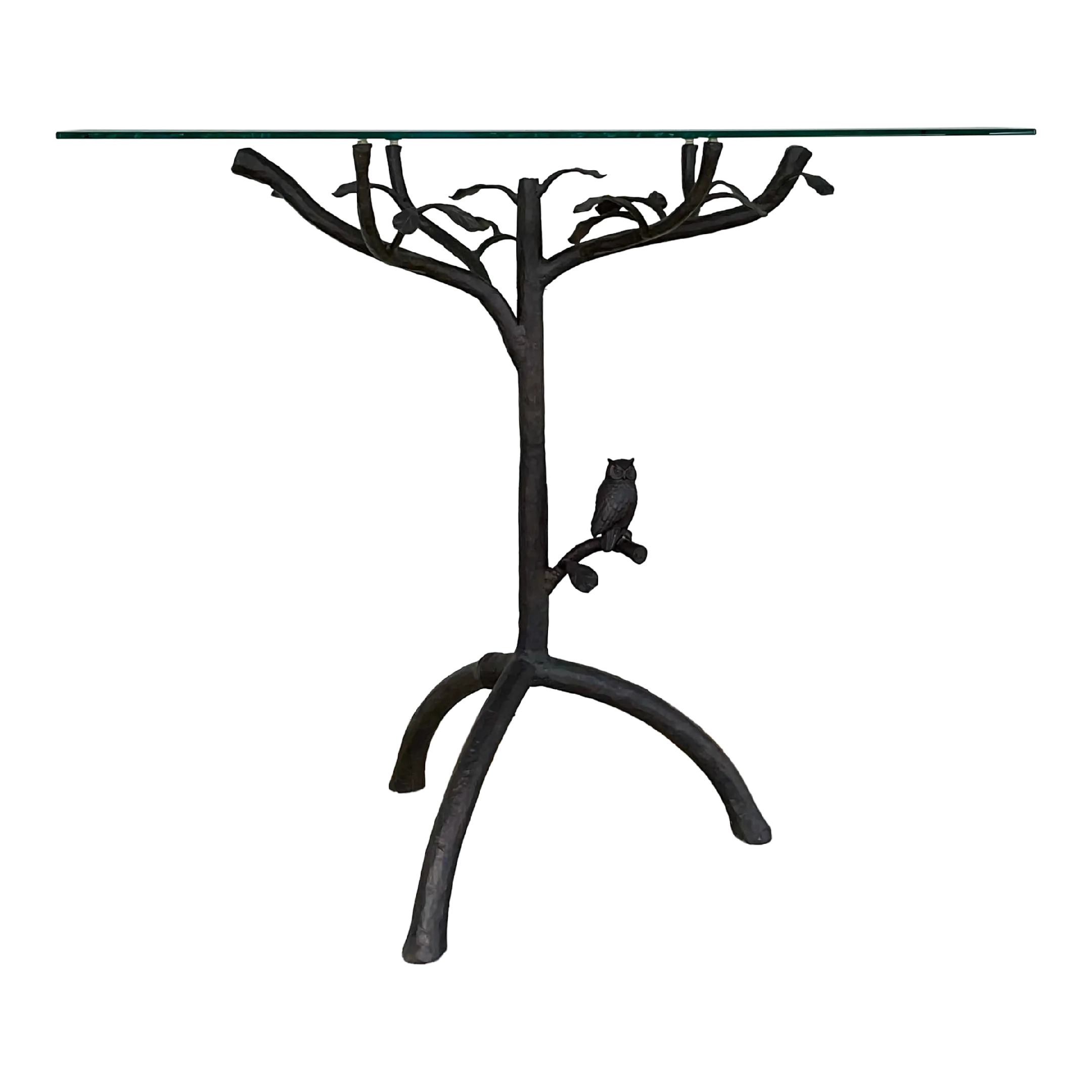 Currey & Company Modern Bronze Finished Iron Tree and Owl Console Table ...