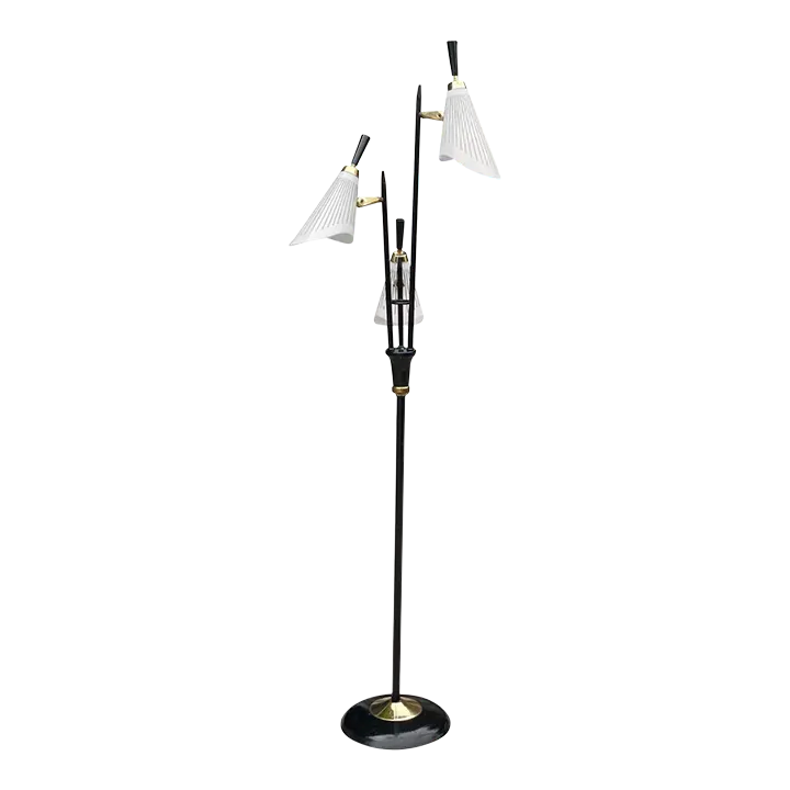 Mid-Century Modern 3-Light Cone Shade Floor Lamp | Chairish