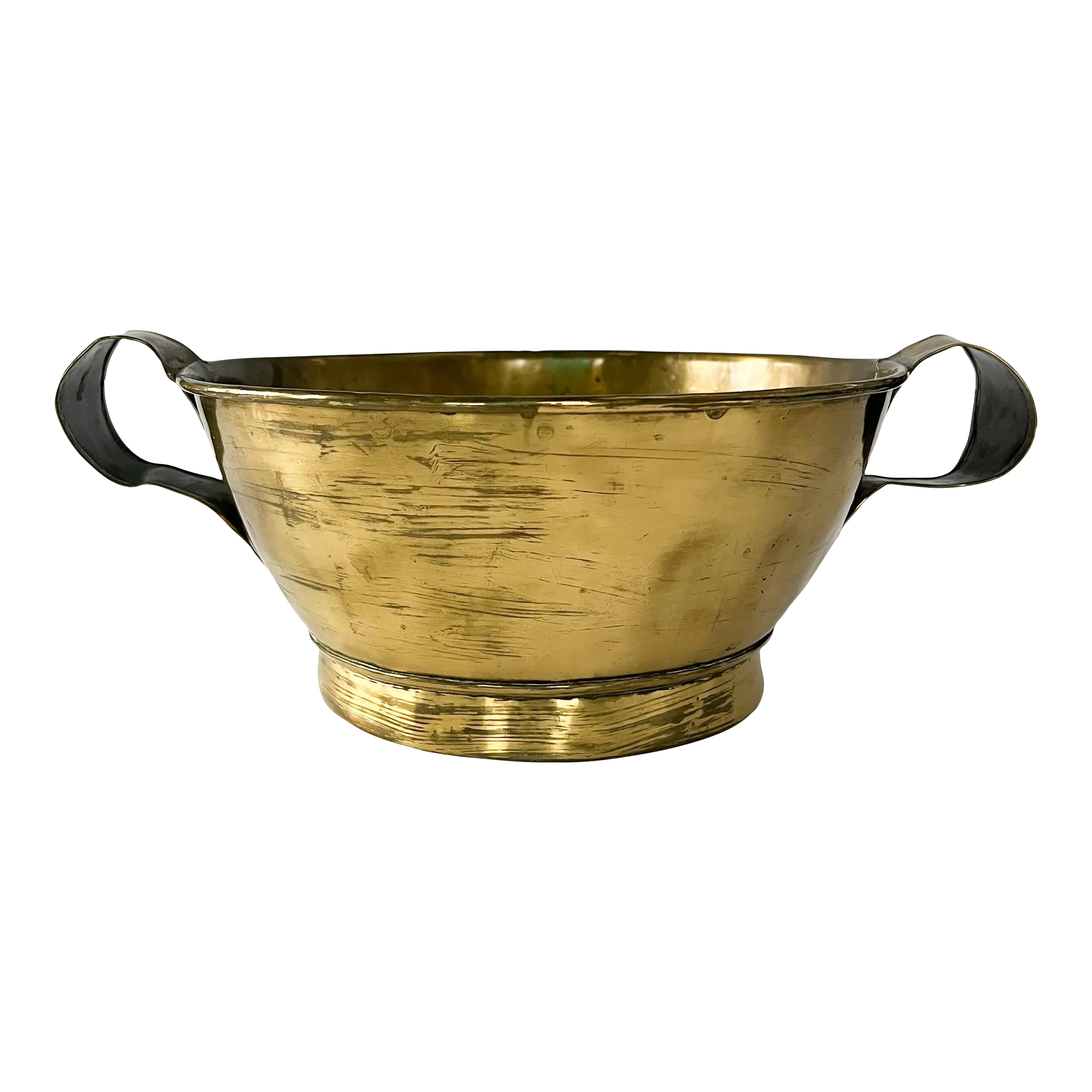 Vintage Brass Bowl with Side Handles | Chairish