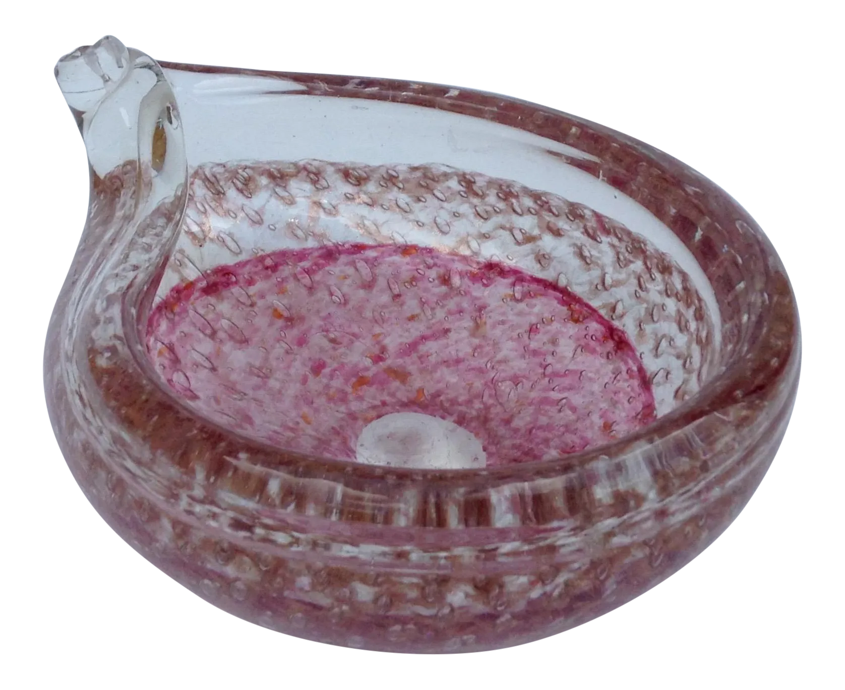 Alfredo Barbini Cranberry Murano Conch Shell Bowl | Chairish