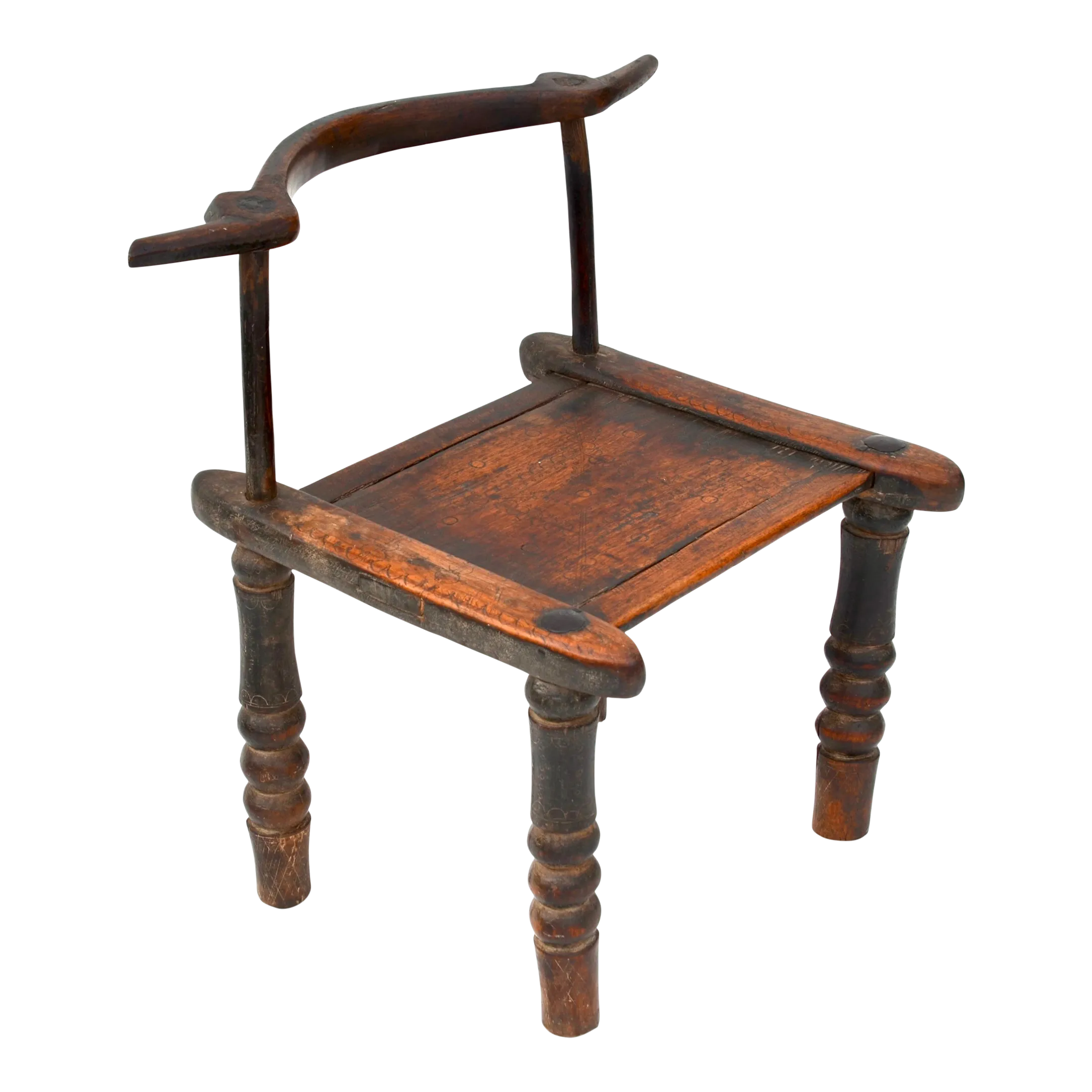 Antique African Senufo Carved Hardwood Chair | Chairish