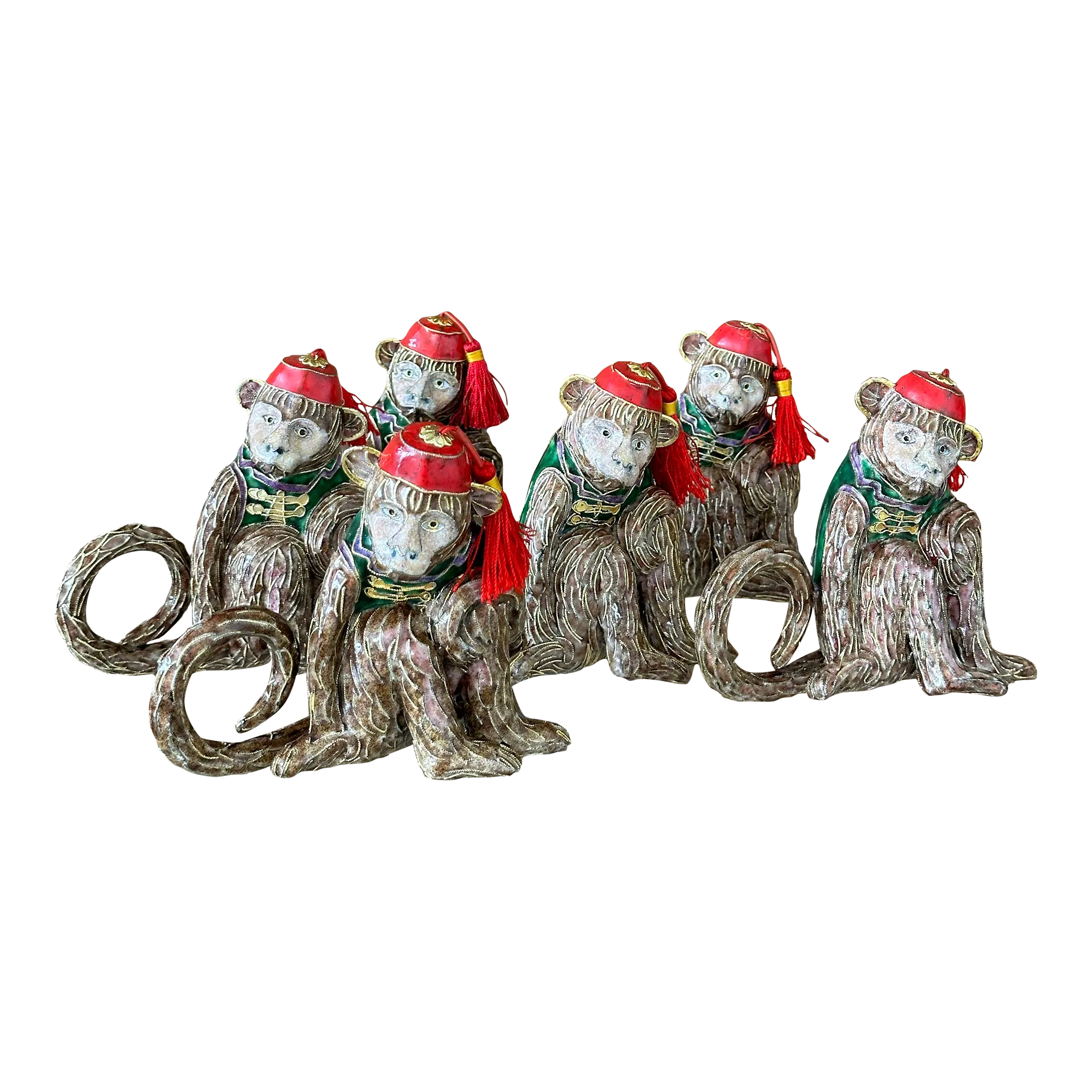 Vintage Cloisonné Regency Monkey Napkin Rings-Set of Six | Chairish