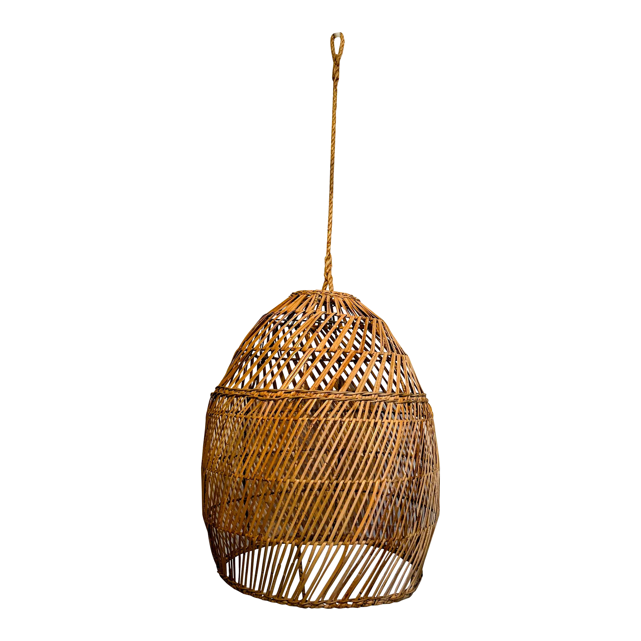 Large Rattan Bell Shaped Pendant Chandelier by Dovetail Furniture L A ...