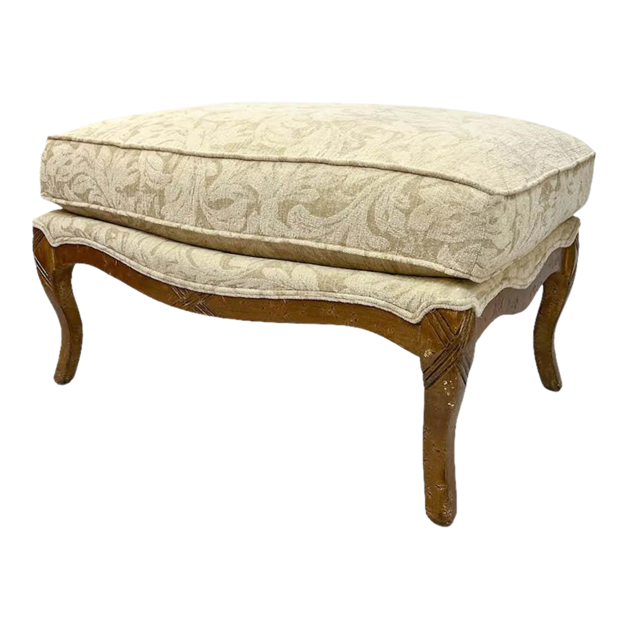 Vintage Traditional Style Ottoman in a Cream Color Textured Velvet ...