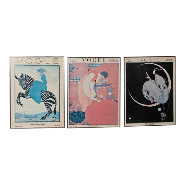 Set of 3 Vintage Vogue Magazine Posters | Chairish