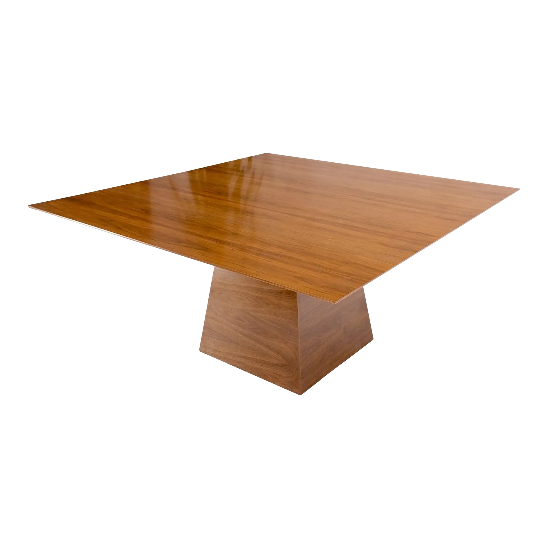Large Modern Studio Square Walnut Pyramid Shape Base Dining Conference ...
