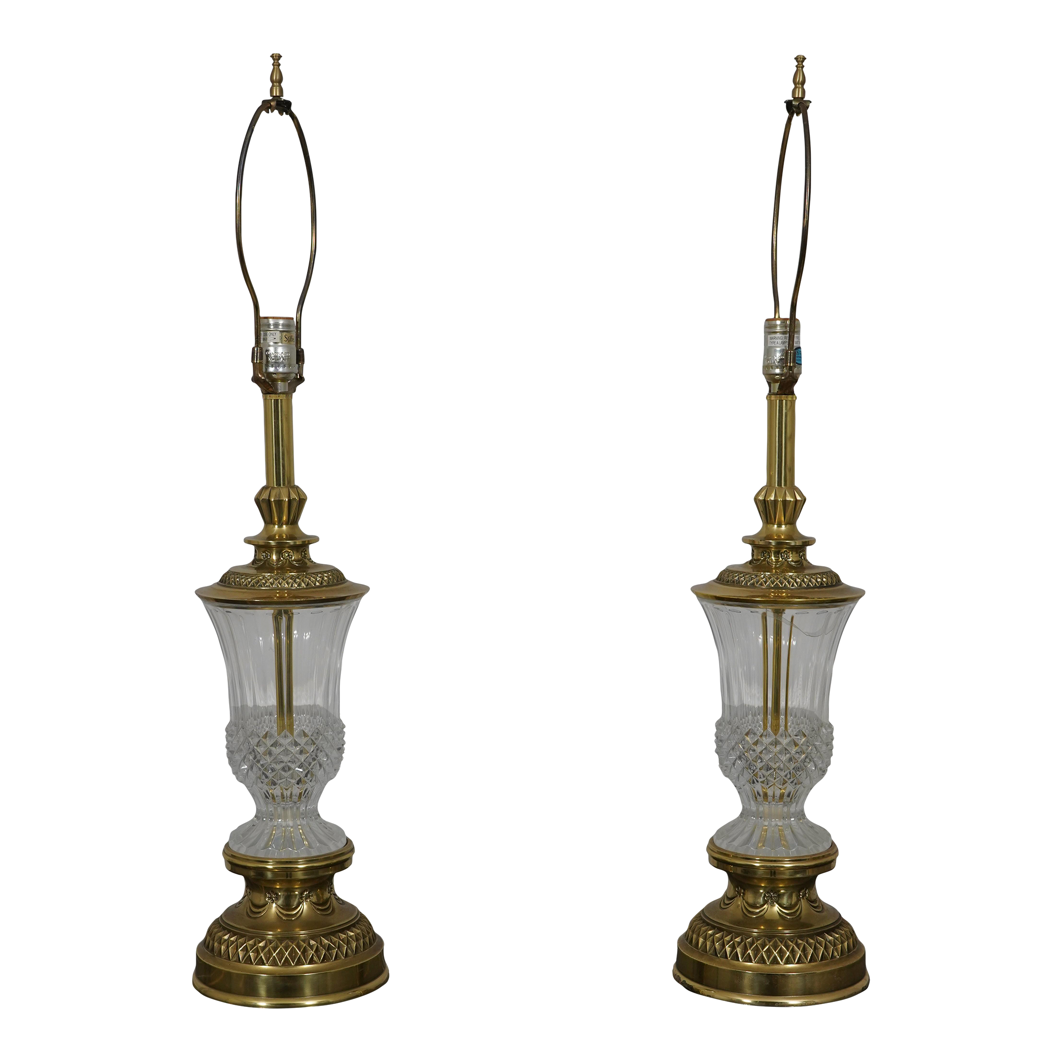 Pair Stiffel Brass & Crystal French Regency Table Lamps | Chairish