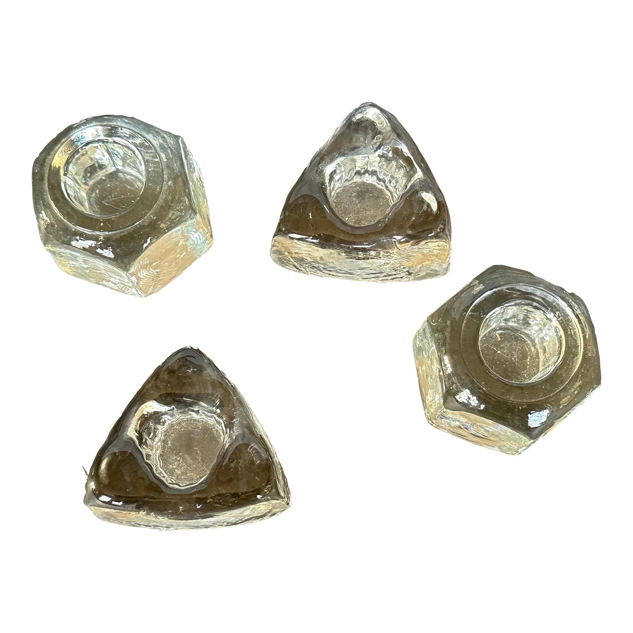 Mismatched Modern Glass Ice Cube Block Candlestick Holders Set of 4 ...