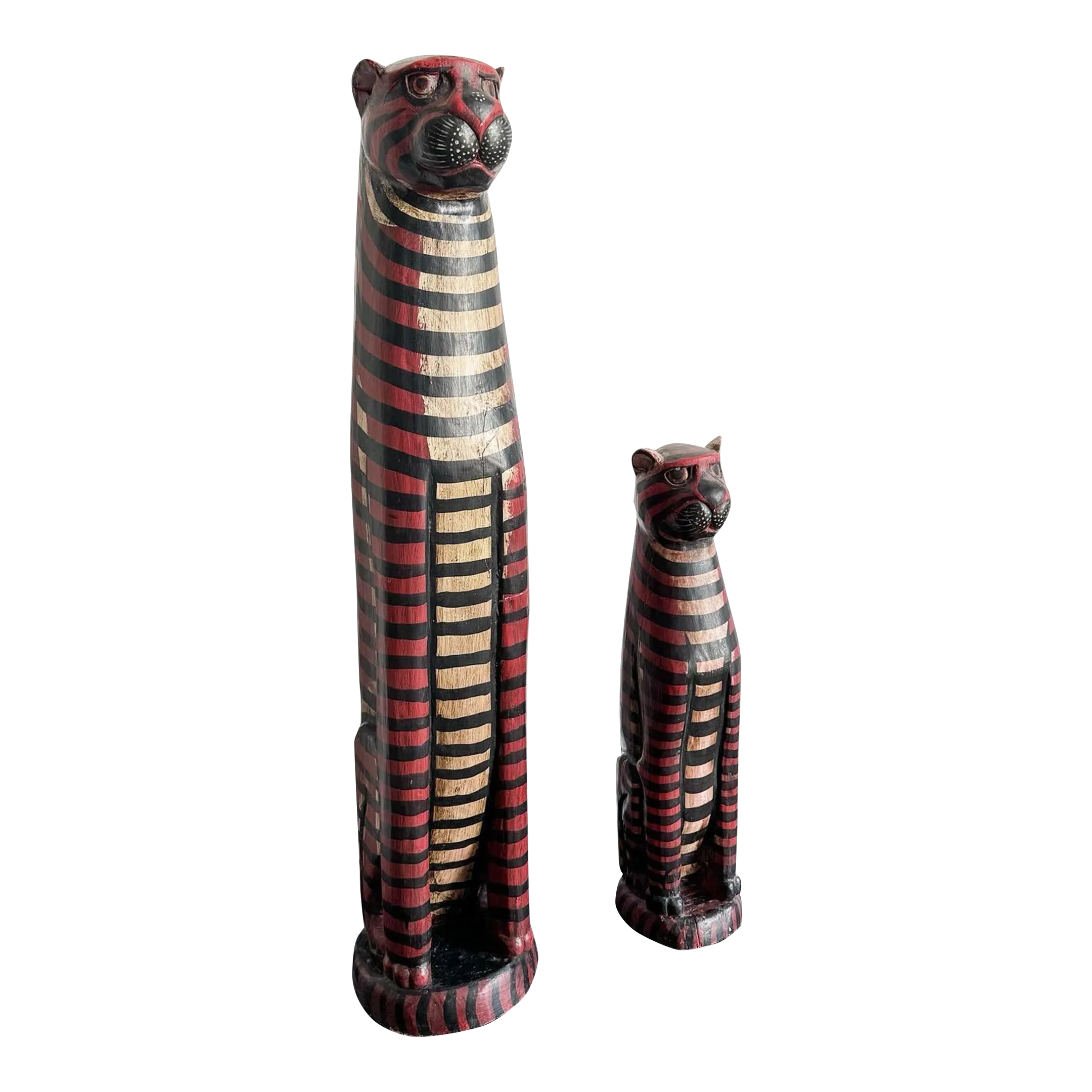Mid Century Wooden Folk Art Cats - Set of 2 | Chairish