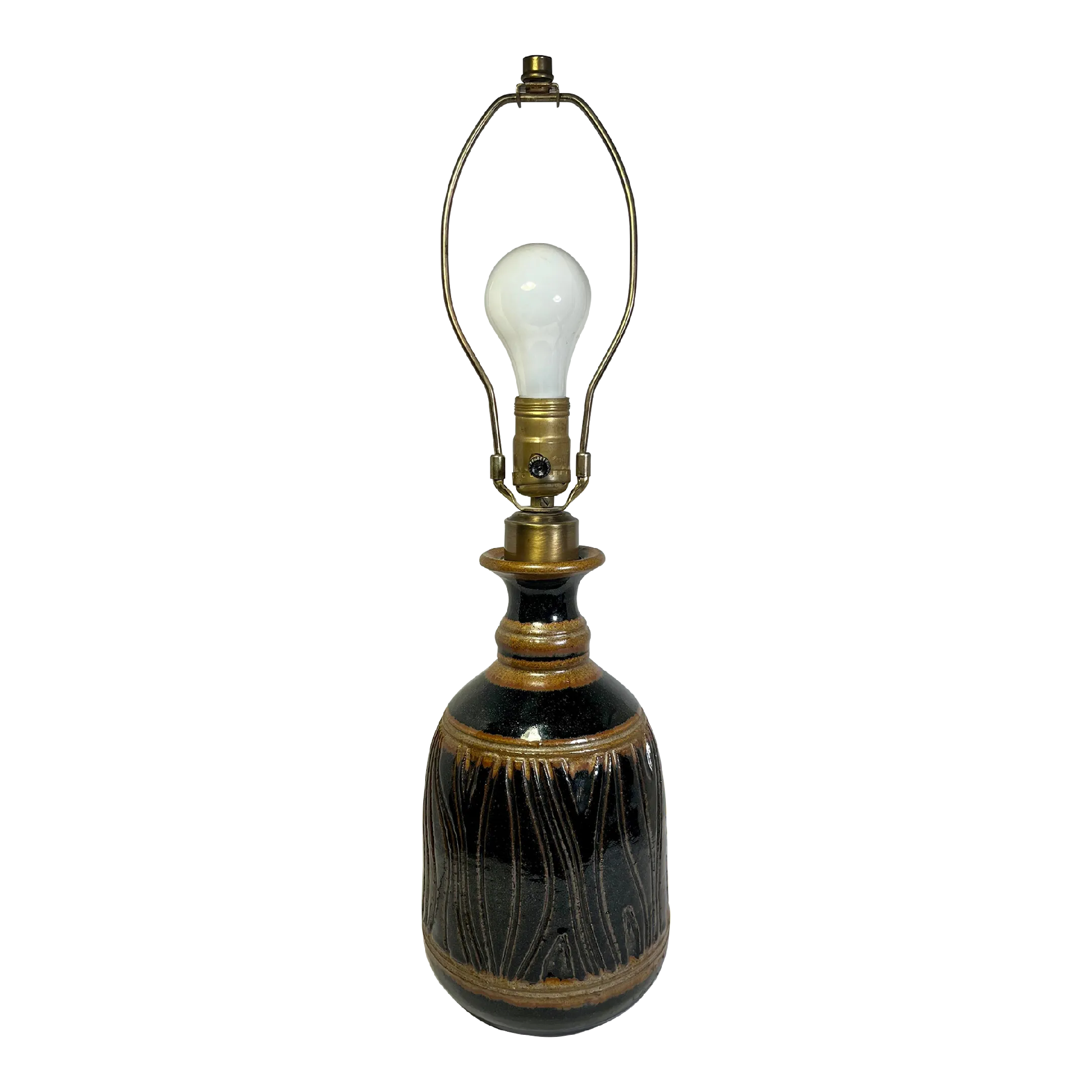 Mid-Century Modern Wishon Harrell Studio Pottery Stoneware Dark Brown ...
