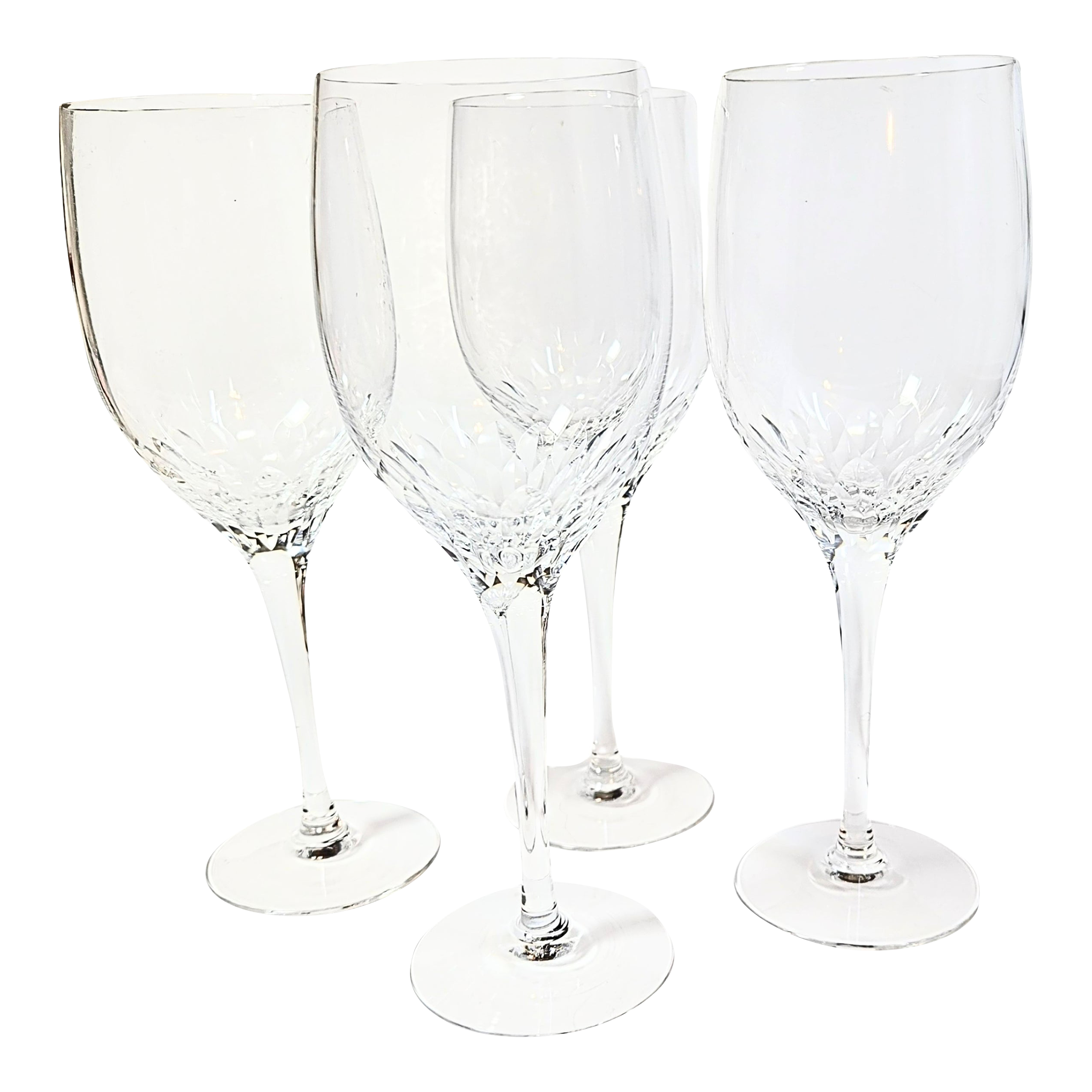 Vintage Carved Crystal Goblets-Set of Four | Chairish