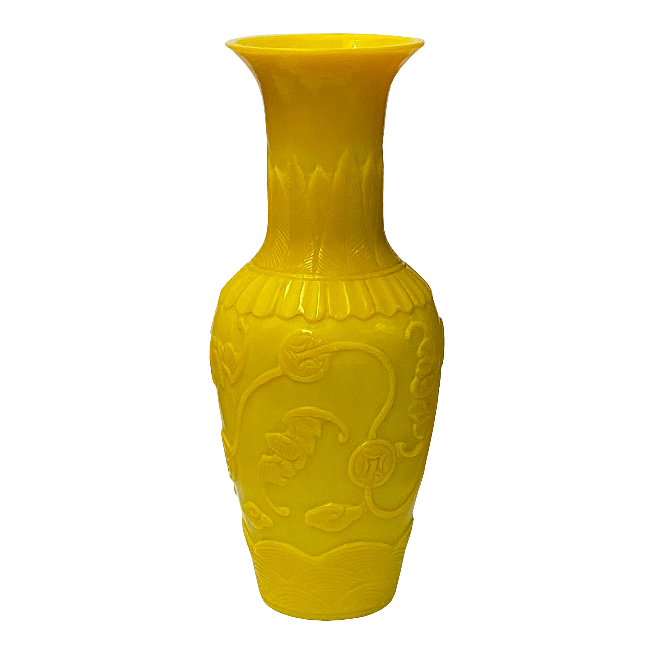 Oriental Handmade Bats Coins Motifs Yellow Peking Glass | Chairish