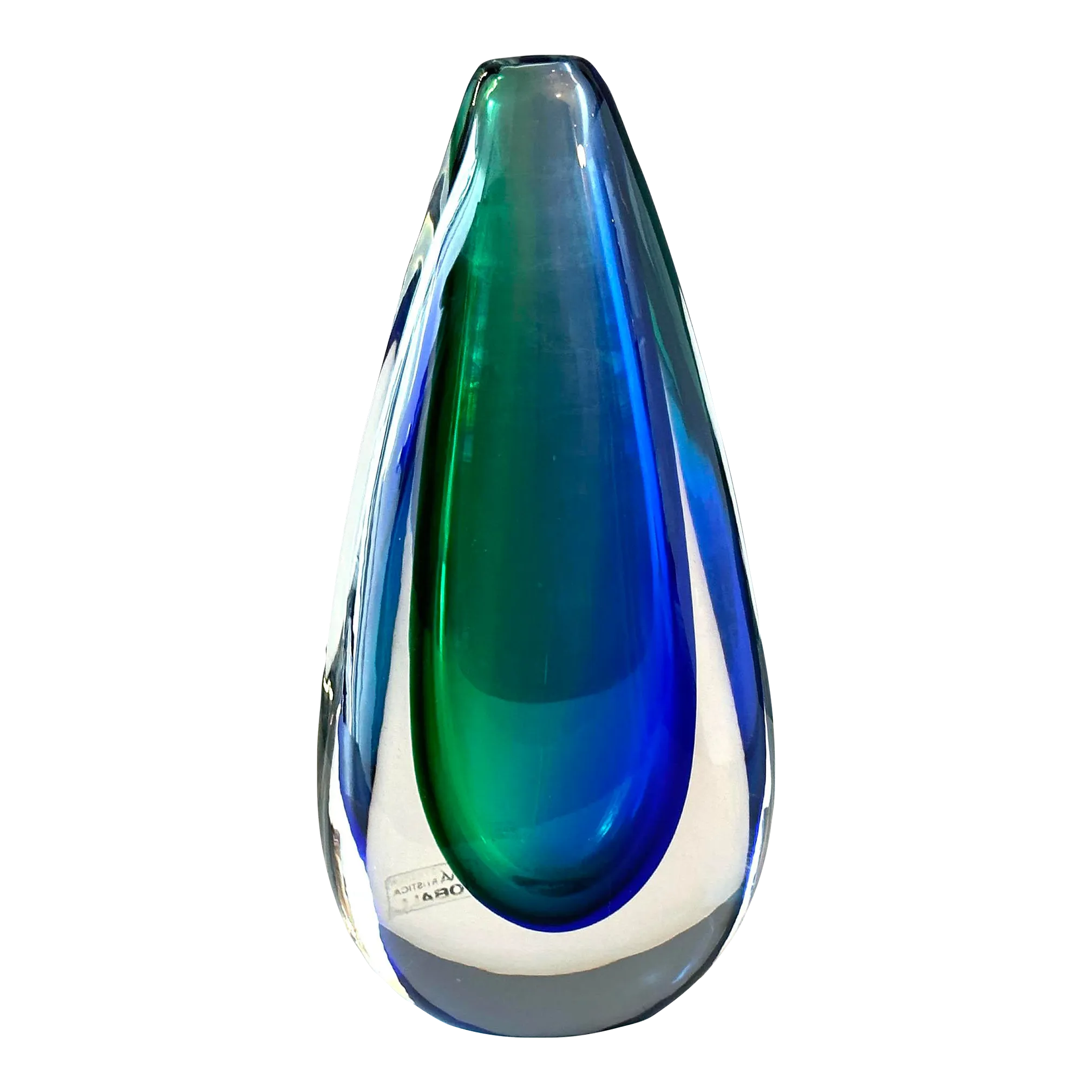 1980s Large Oball Murano Sommerso Teardrop Vase | Chairish