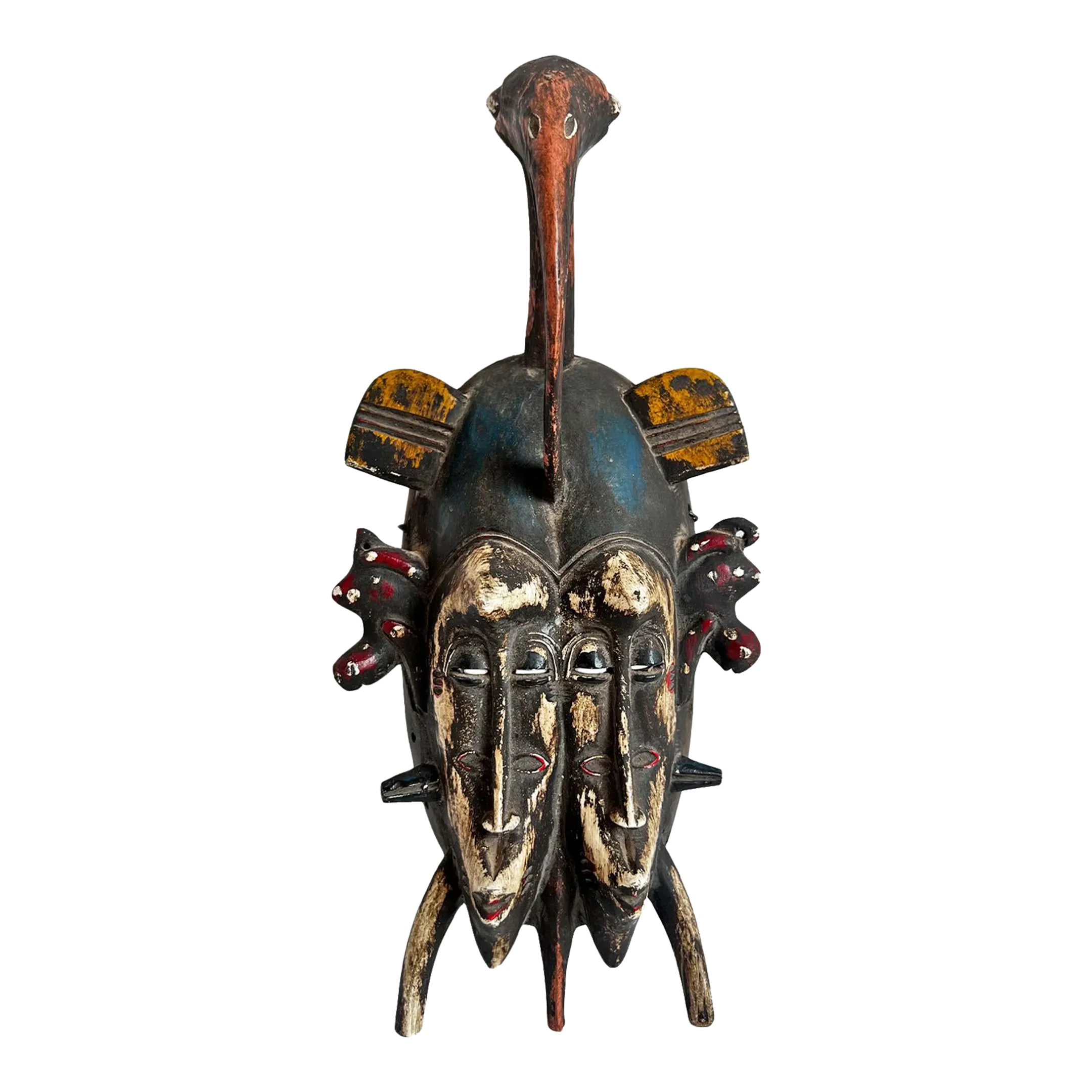 Vintage Senufo Hornbill Two-Faced Mask | Chairish