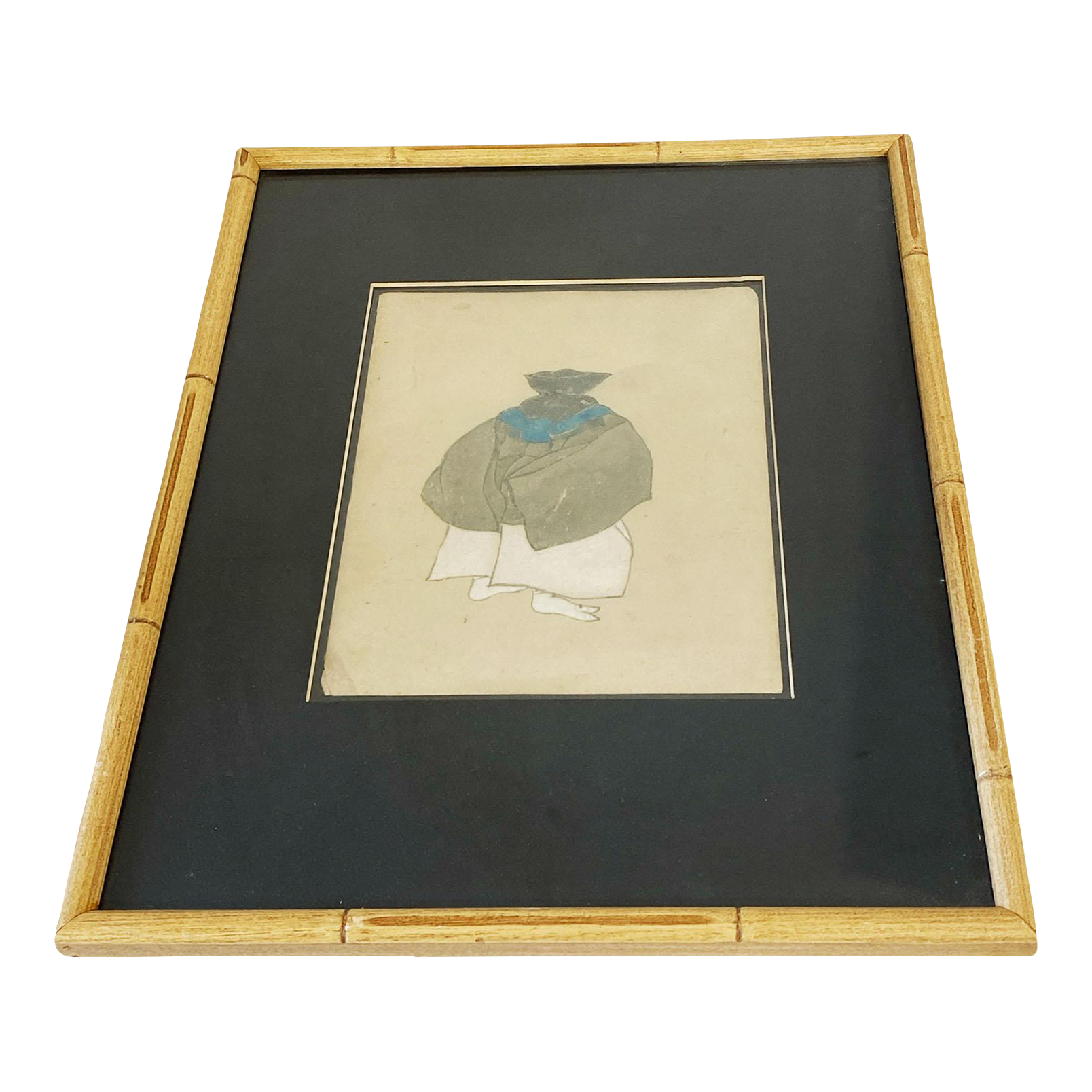 Amazing Old Japanese Noh Drama Water Colors Painting 14" H | Chairish