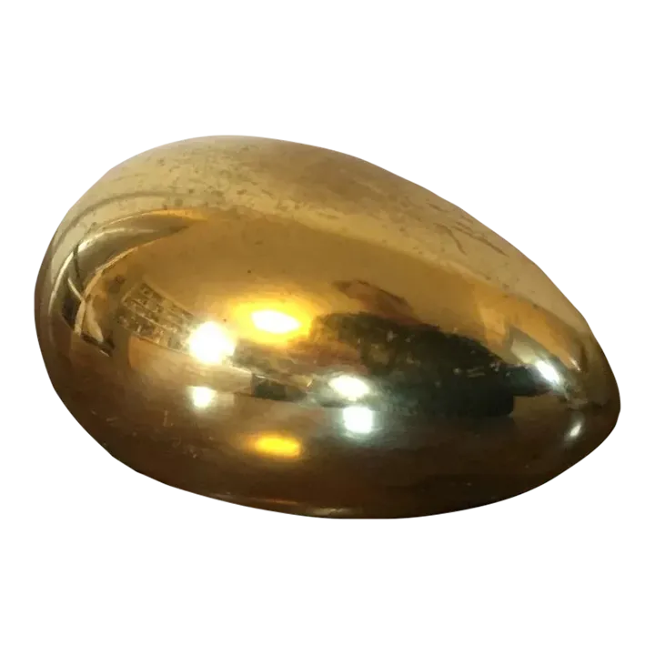 Mid-Century Modern Golden Egg Paperweight or Desk Ornament | Chairish