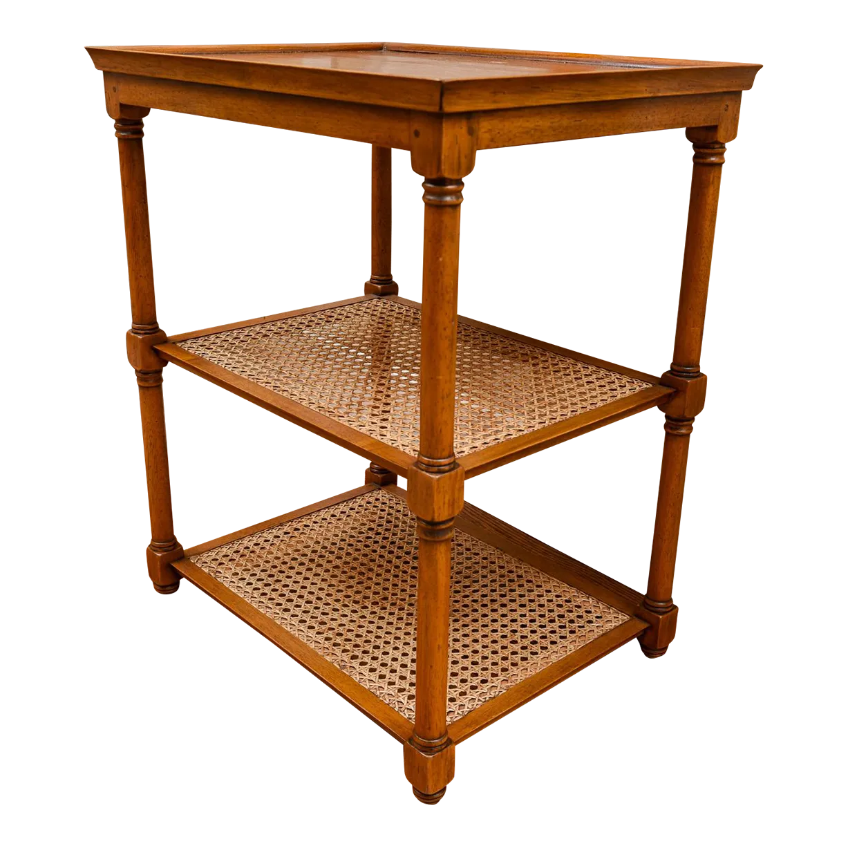 Late 20th Century Vintage British Colonial Style Three Tiered Side ...