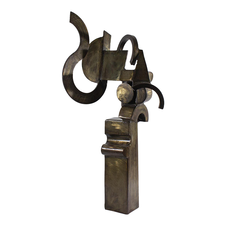 Robert Beaven Cubist Style Metal Sculpture of an Elephant | Chairish