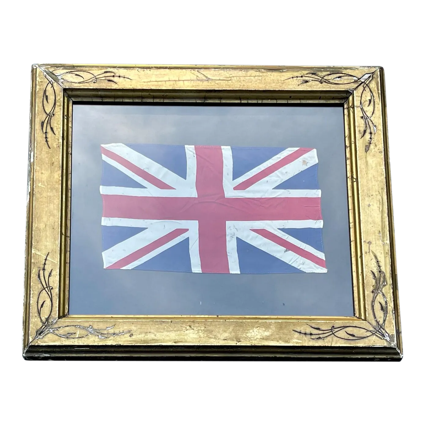 Vintage Silk British Parade Flag in Period Victorian Gold Leaf Frame ...