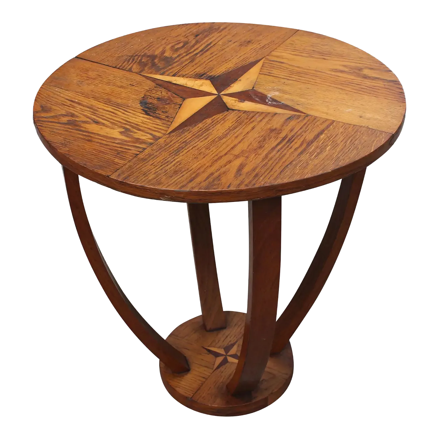 1930's French Art Deco Burl Walnut Accent / Side Table With Compass ...