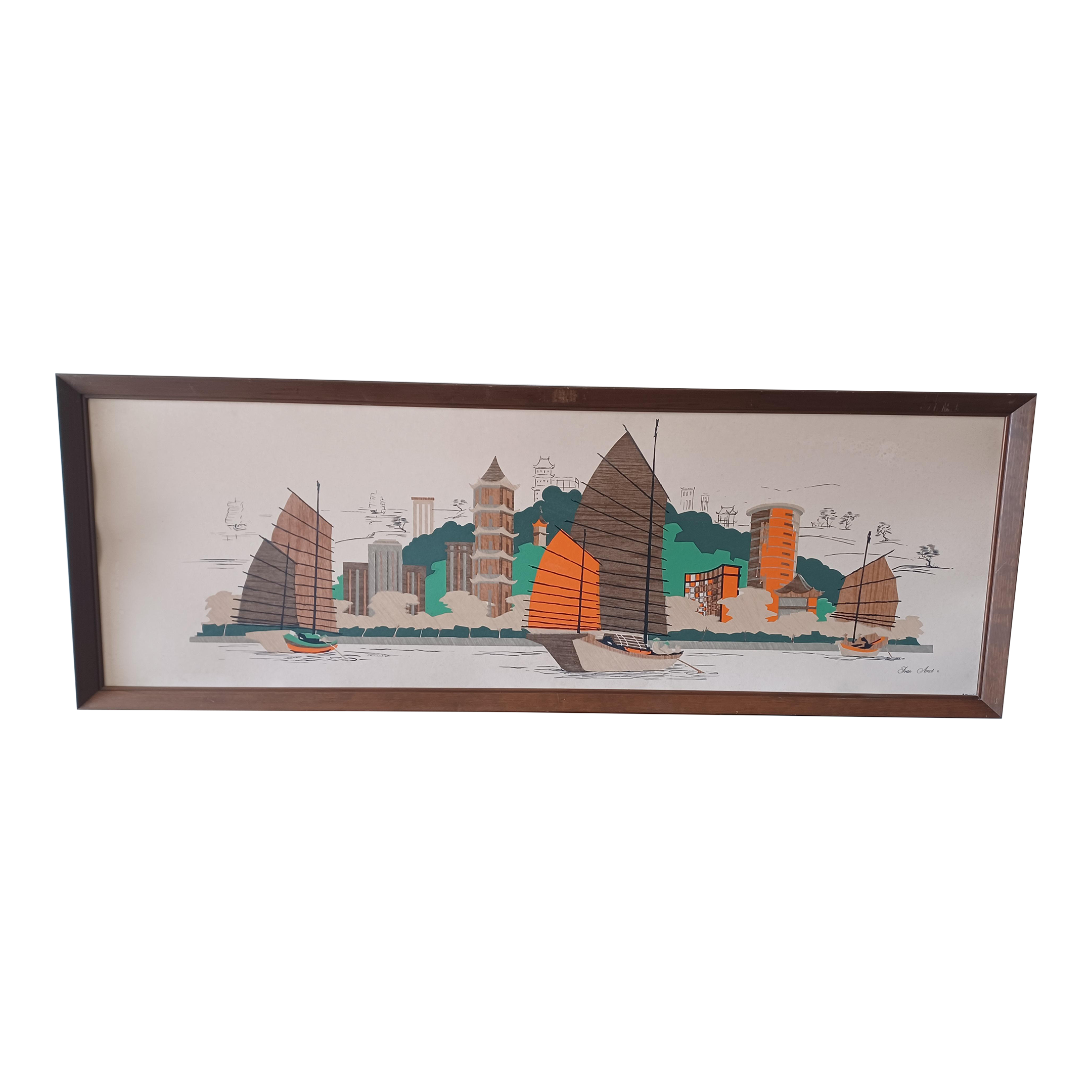 1960's "Oriental Junks" Wall Art by Fran Arnot | Chairish