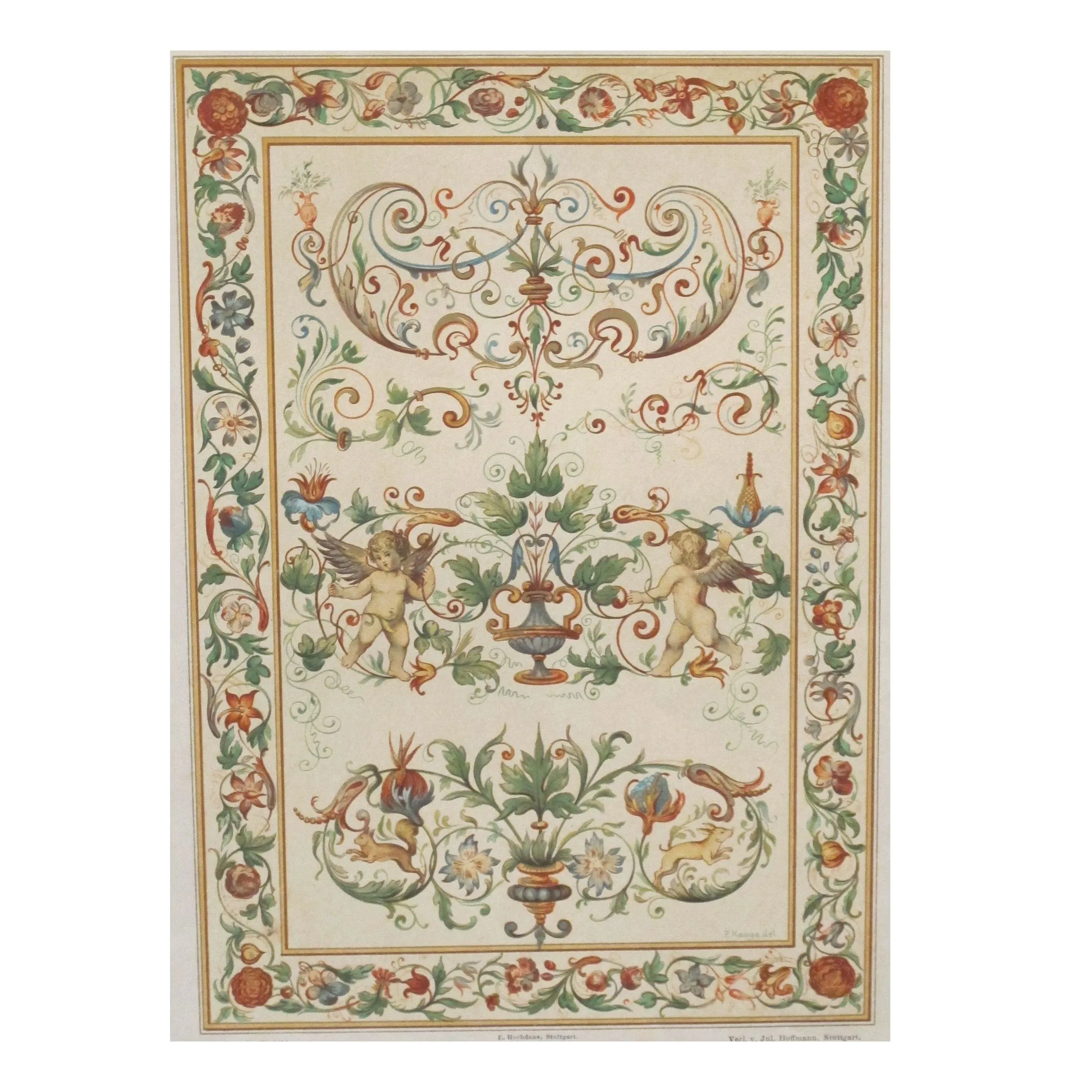 Colorful Decorator Sheet - Cherubs C.1900 | Chairish