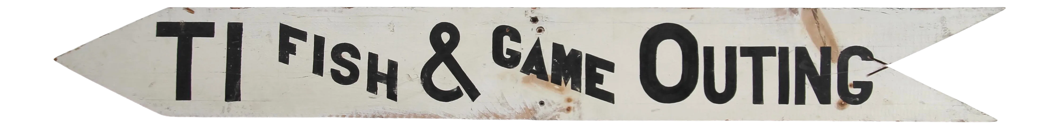 Vintage Black and White Fish & Game Arrow Sign | Chairish