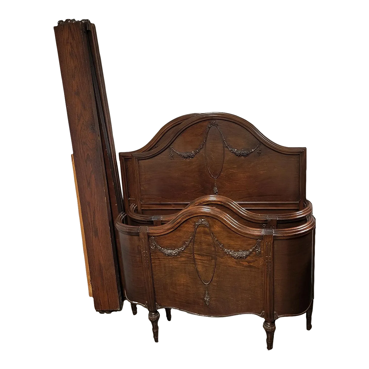 Antique French Walnut Twin Beds With Curved Footboards - a Pair | Chairish