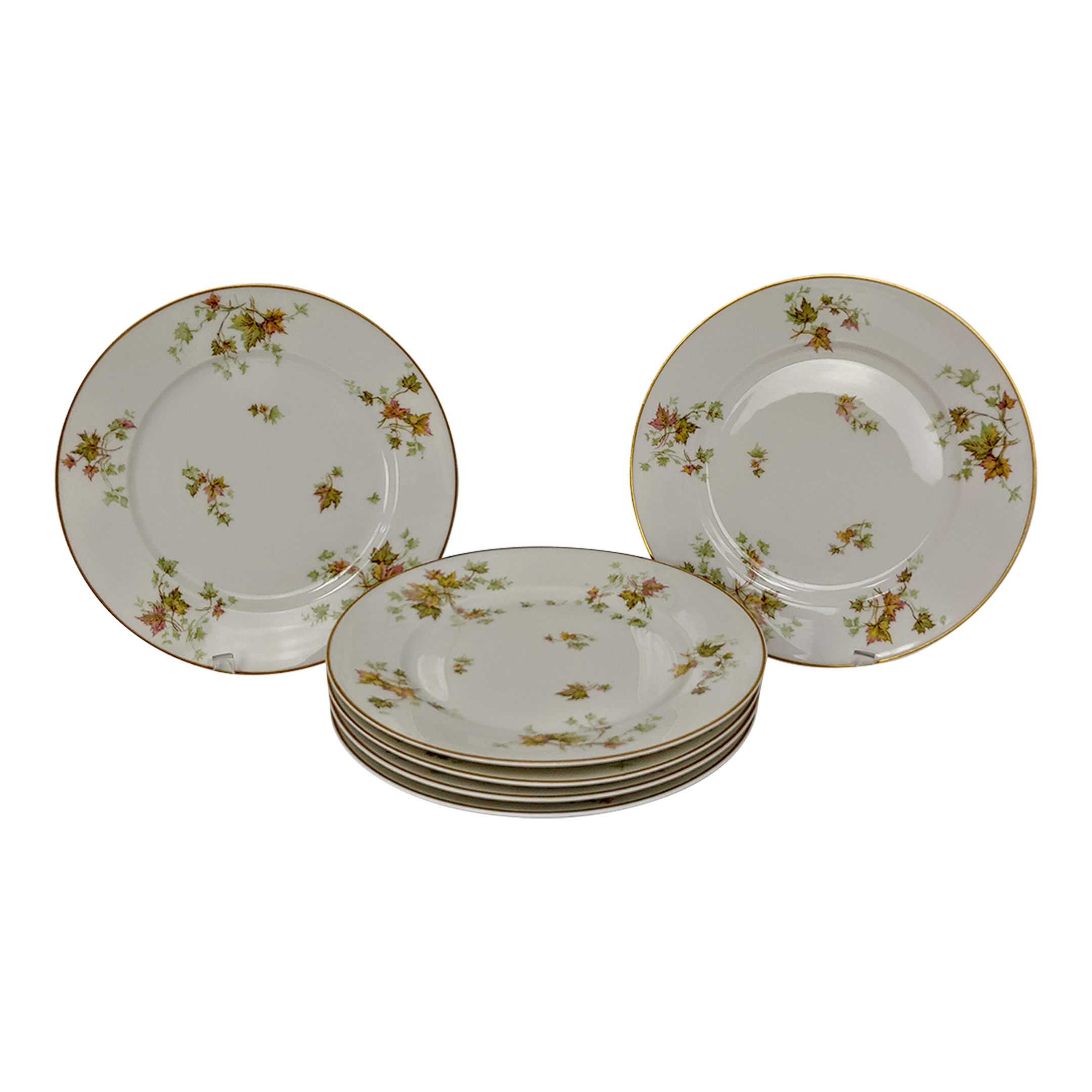 Vintage Haviland's Autumn Leaf Pattern Dinner Plates, Set of 6 | Chairish