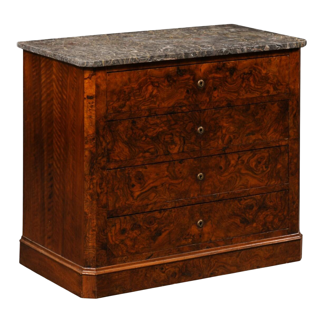 1820s French Burl-Wood Marble Top Commode | Chairish