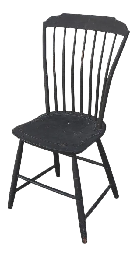 Original Black Painted Step Down New England Windsor Chair, Dated 1812 ...