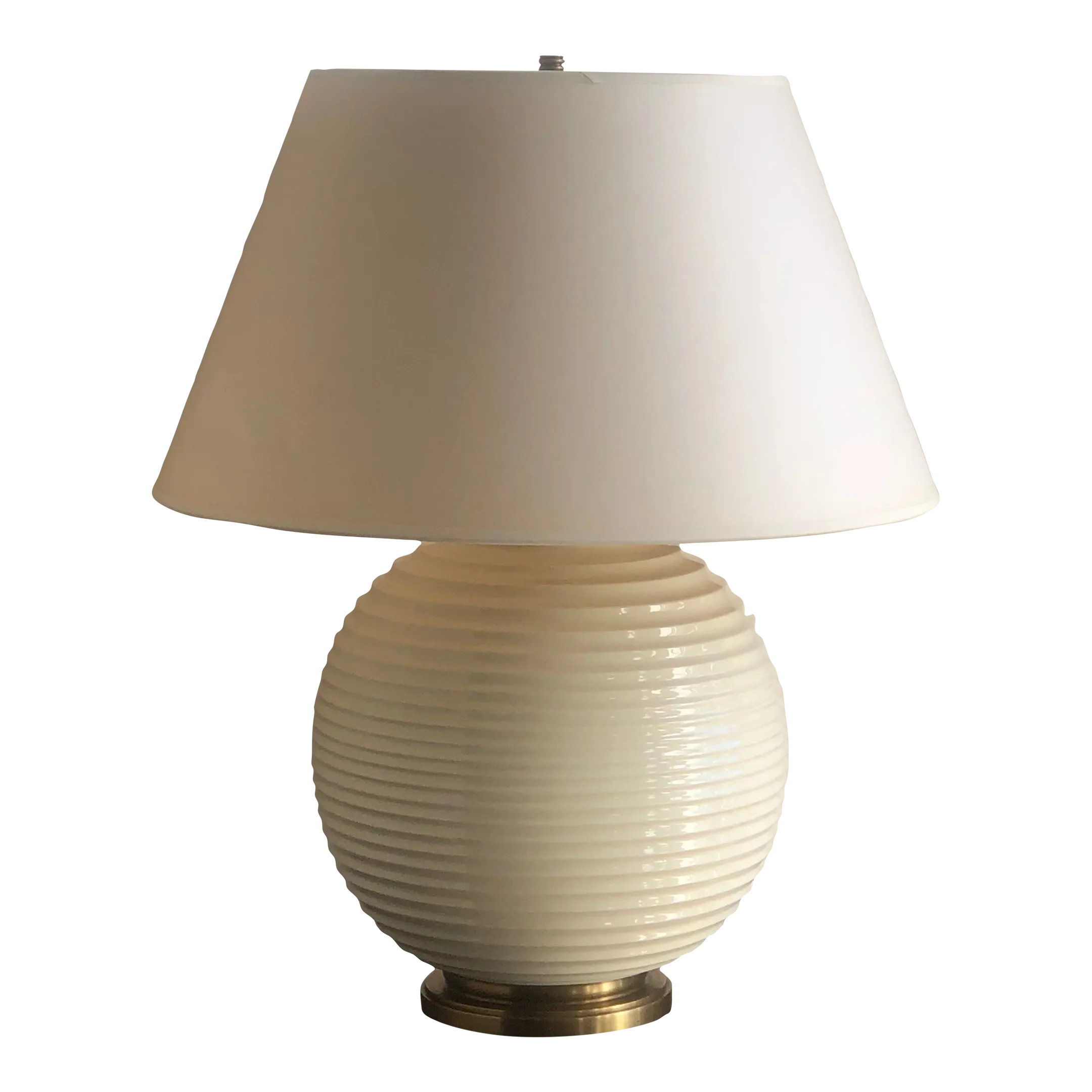 Alexa Hampton for Visual Comfort Spherical Ribbed Table Lamp With Natural Paper Shade | Chairish