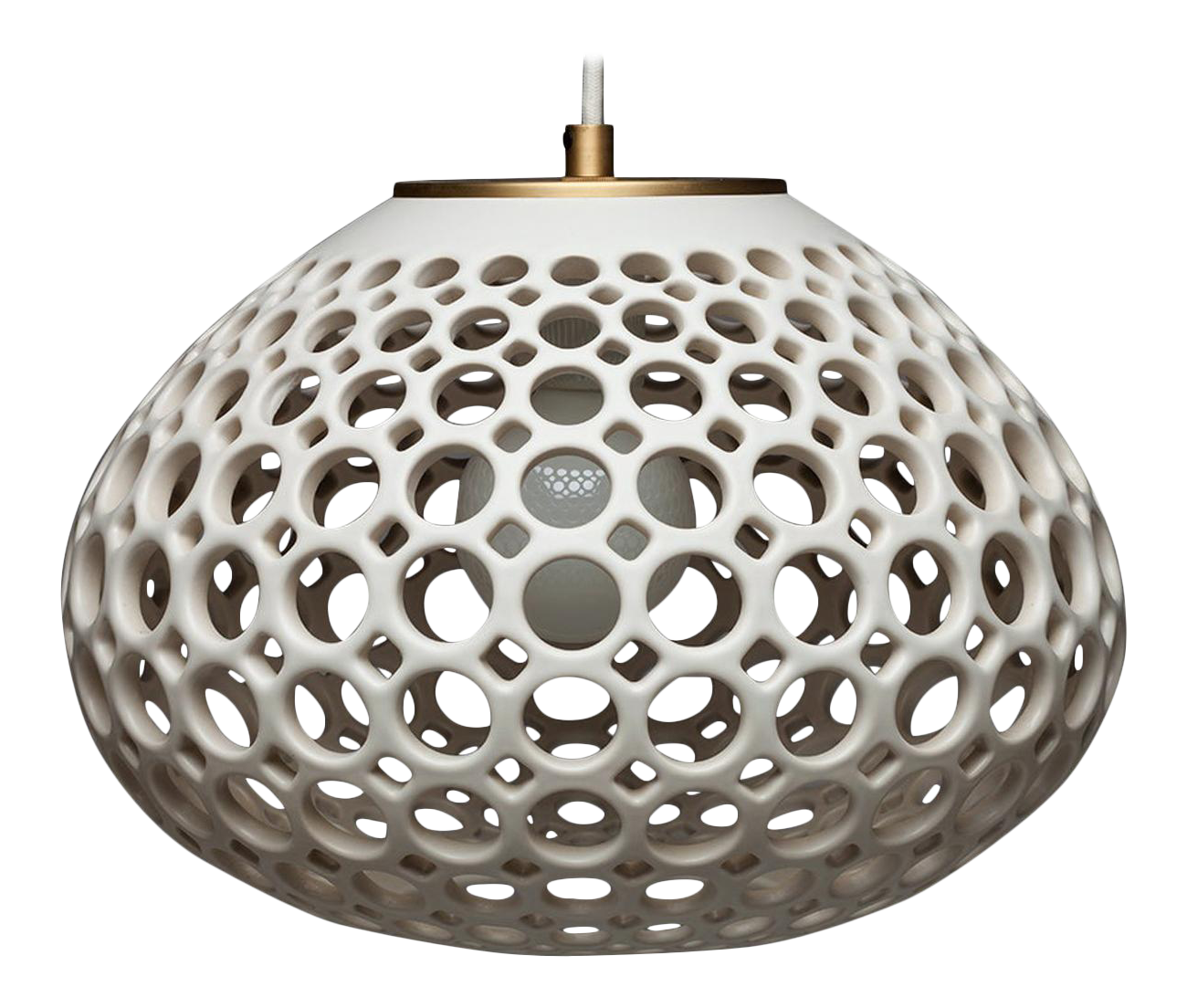 Round White Pierced Pendant Light | Chairish