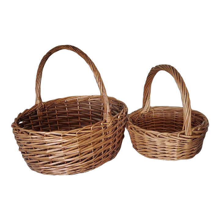 Pair of European Style Market Baskets, Large & Medium, Vintage | Chairish