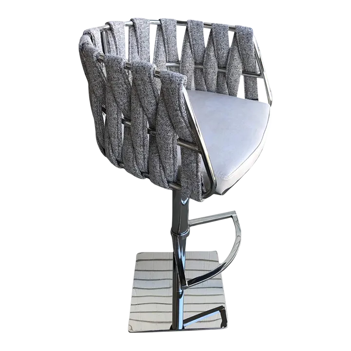Milano Adjustable Swivel Counter Bar Chair in Off White Silver