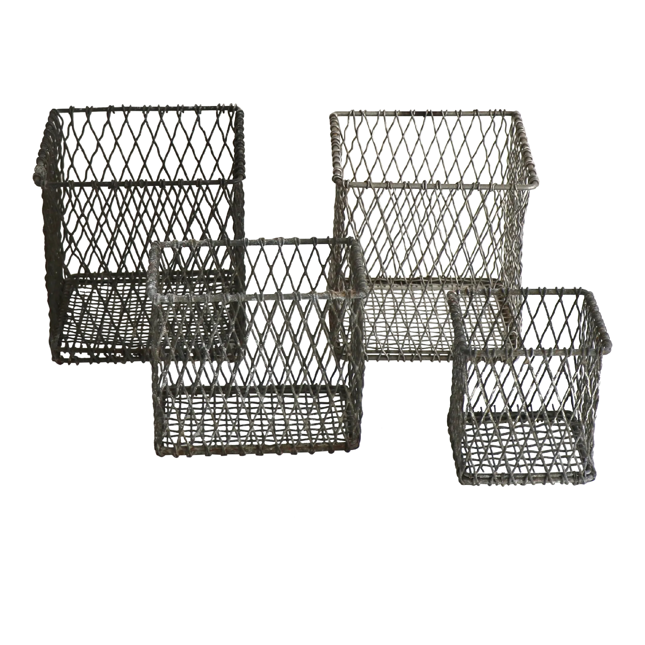 1950s Set of Four Vintage Wire Baskets | Chairish