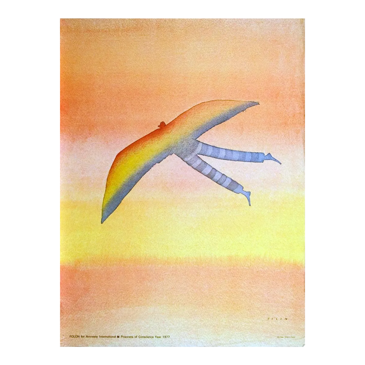 1977 Jean-Michel Folon 'Amnesty international' Surrealism Offset ...