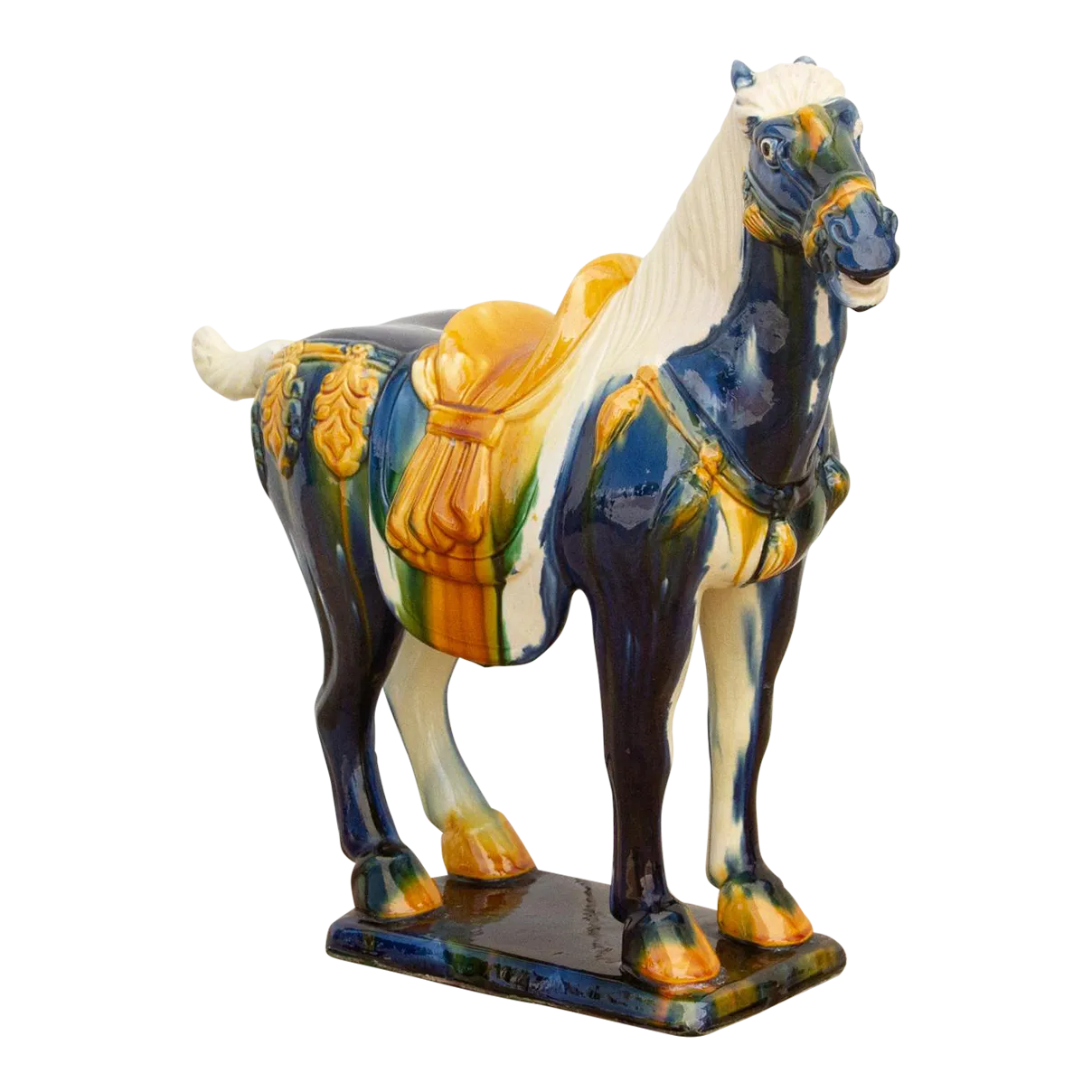 Royal Blue Chinese Sancai Horse | Chairish