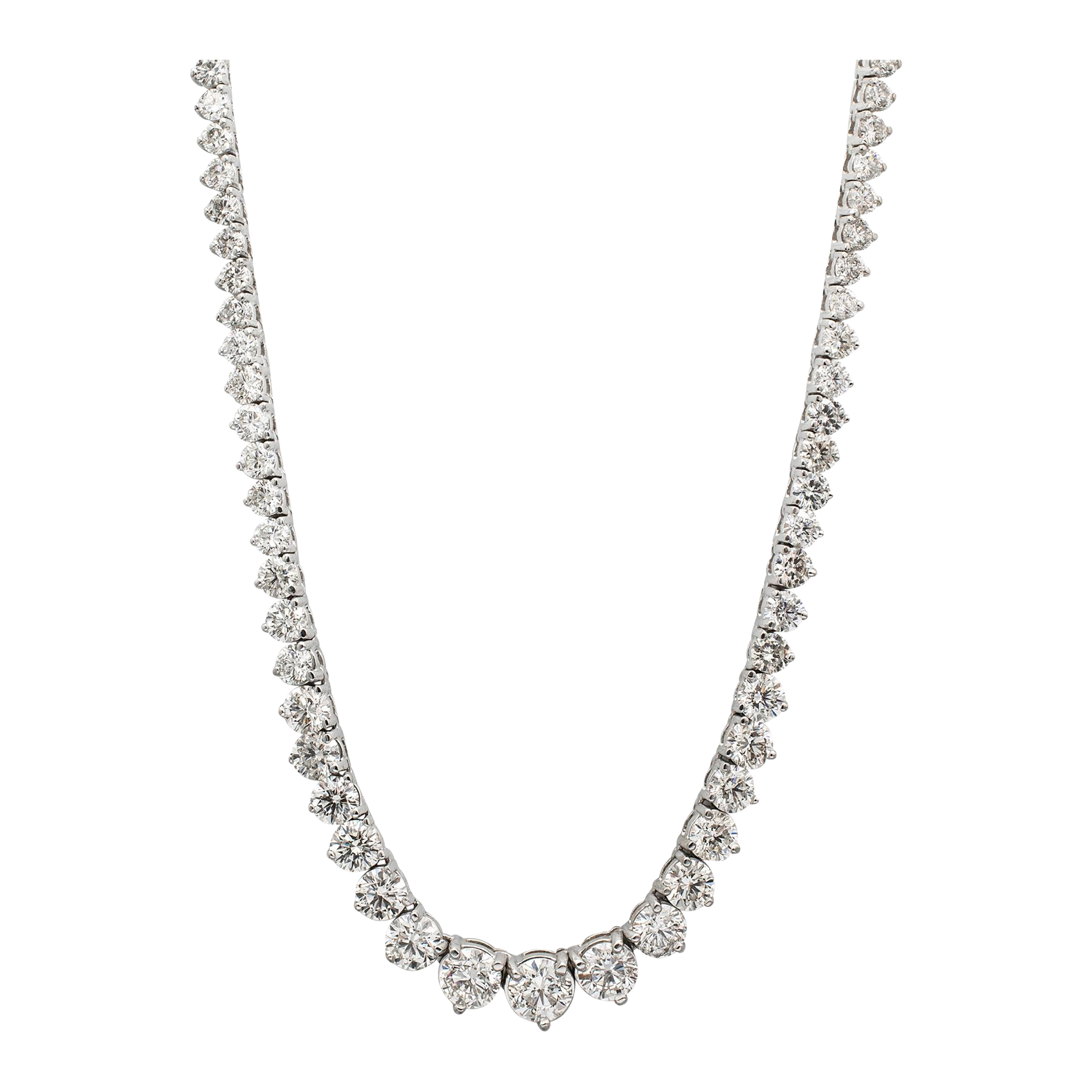 Ladies 14k White Gold 21.50ct Graduated Diamond Rivera Red Carpet Chain ...