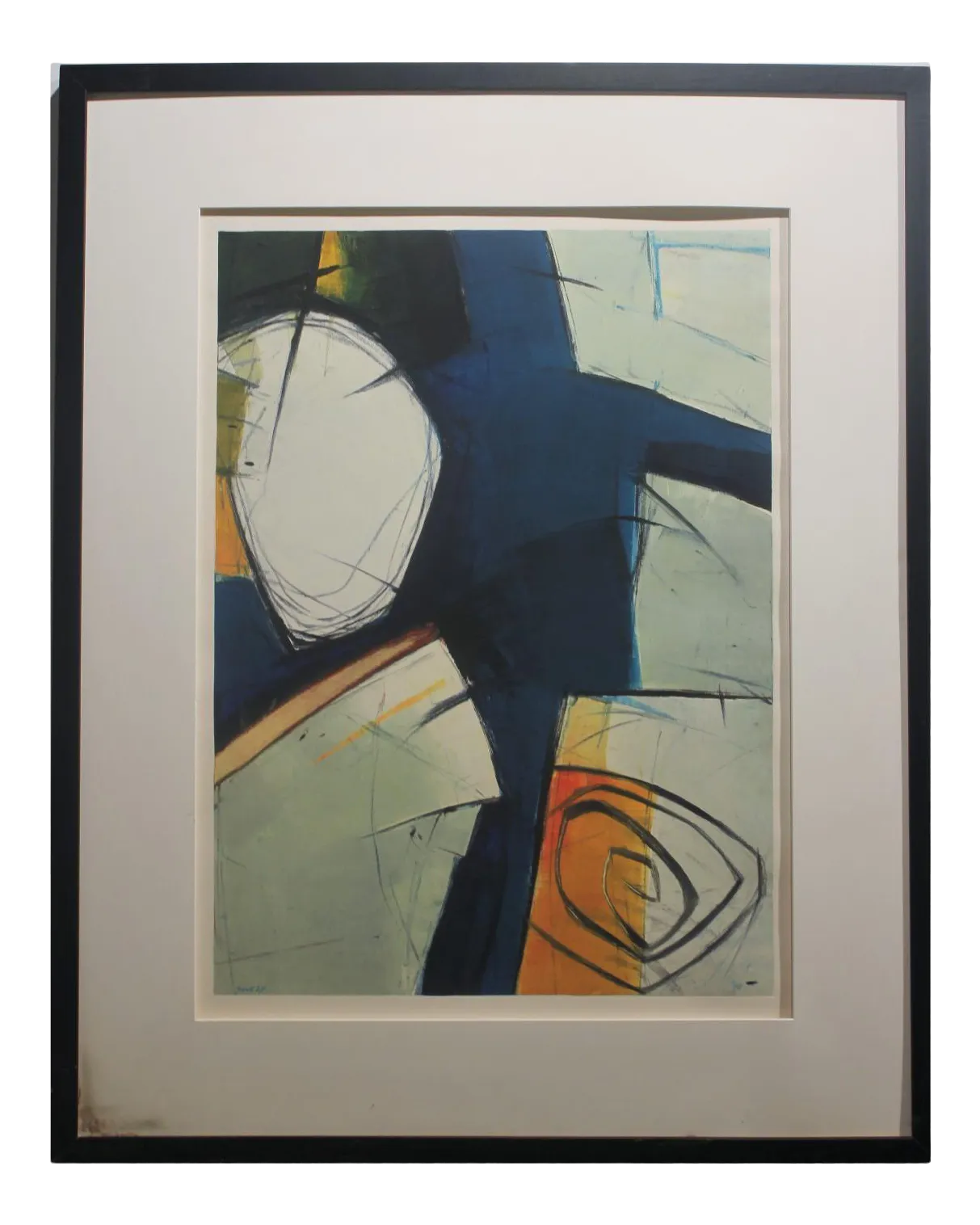 Scott Swezy Abstract Expressionist Orange and Blue Toned Monotype Print ...