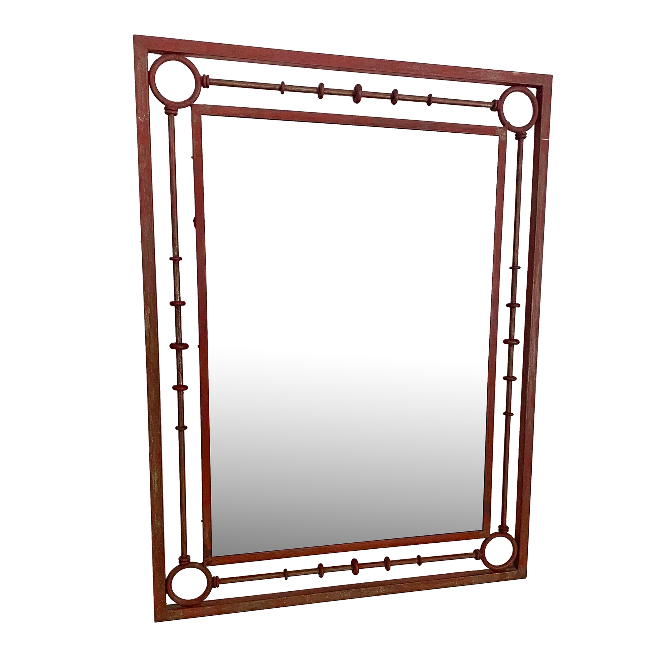 1950s Burnt Sienna Wrought Iron Rectangular Wall Mirror | Chairish