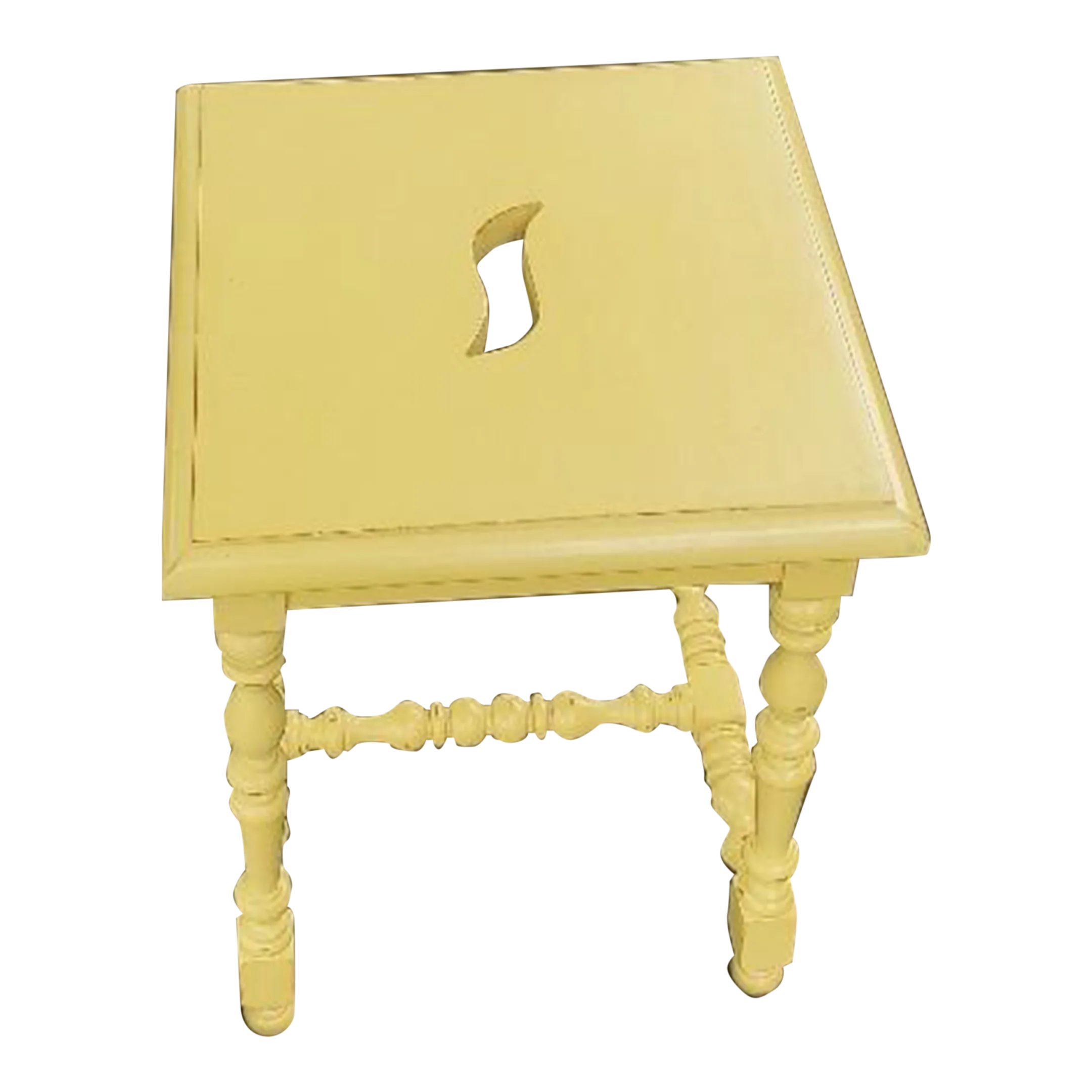 Painted Sunshine Yellow Turned Leg Wood Spot Table | Chairish
