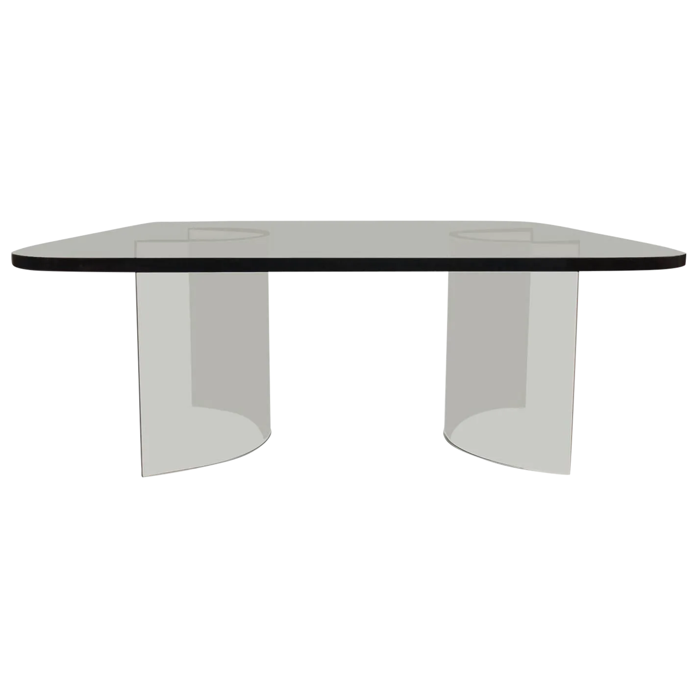 Solid Plate Glass Top Glass Base Coffee Table | Chairish